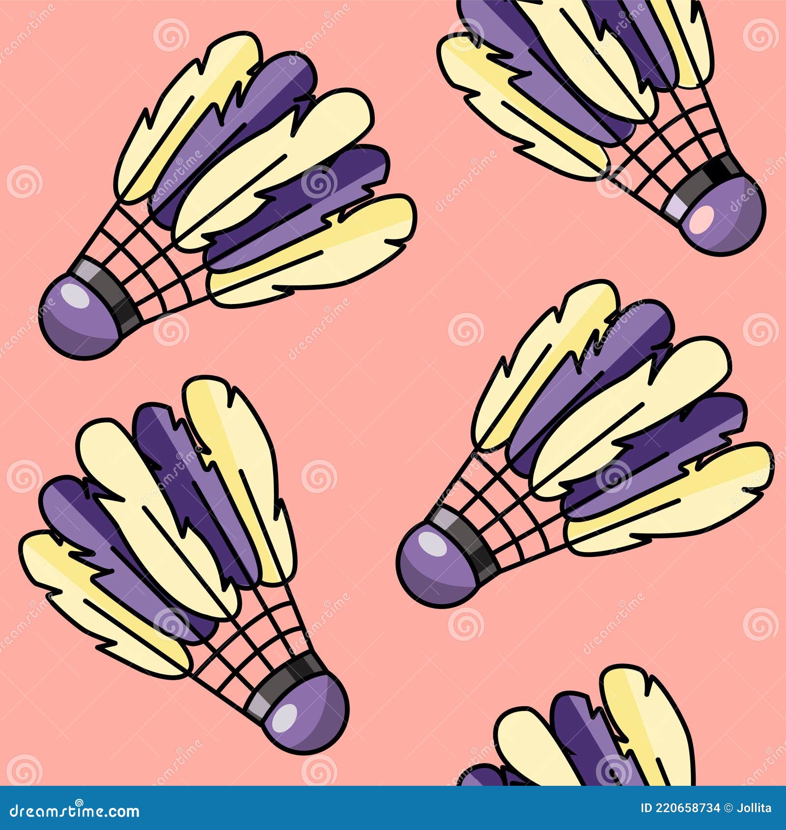 Seamless Pattern with Colourful Shuttlecocks. Badminton Vector Stock ...