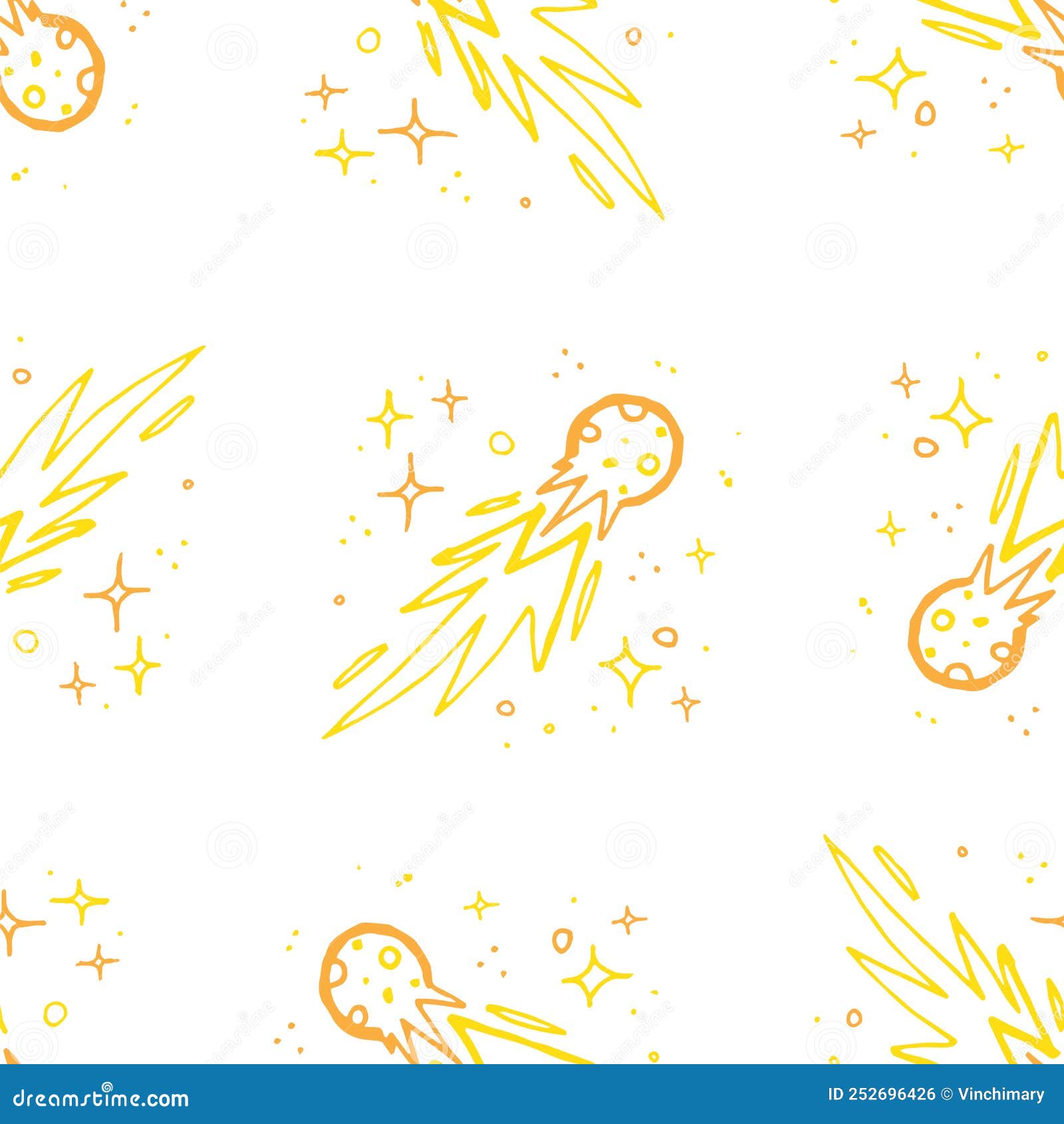 Seamless Pattern of Comet Illustration on White Stock Vector ...