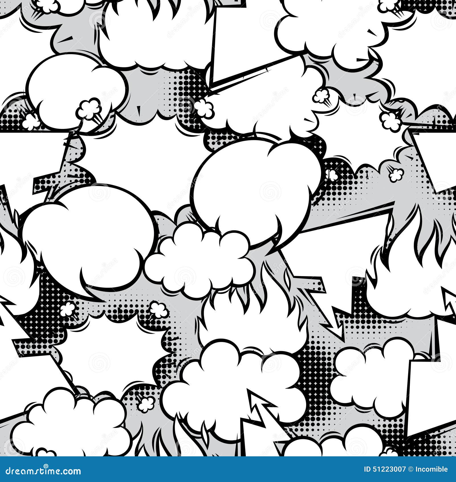 Seamless Pattern of Comic Speech Bubbles in Stock Vector - Illustration ...