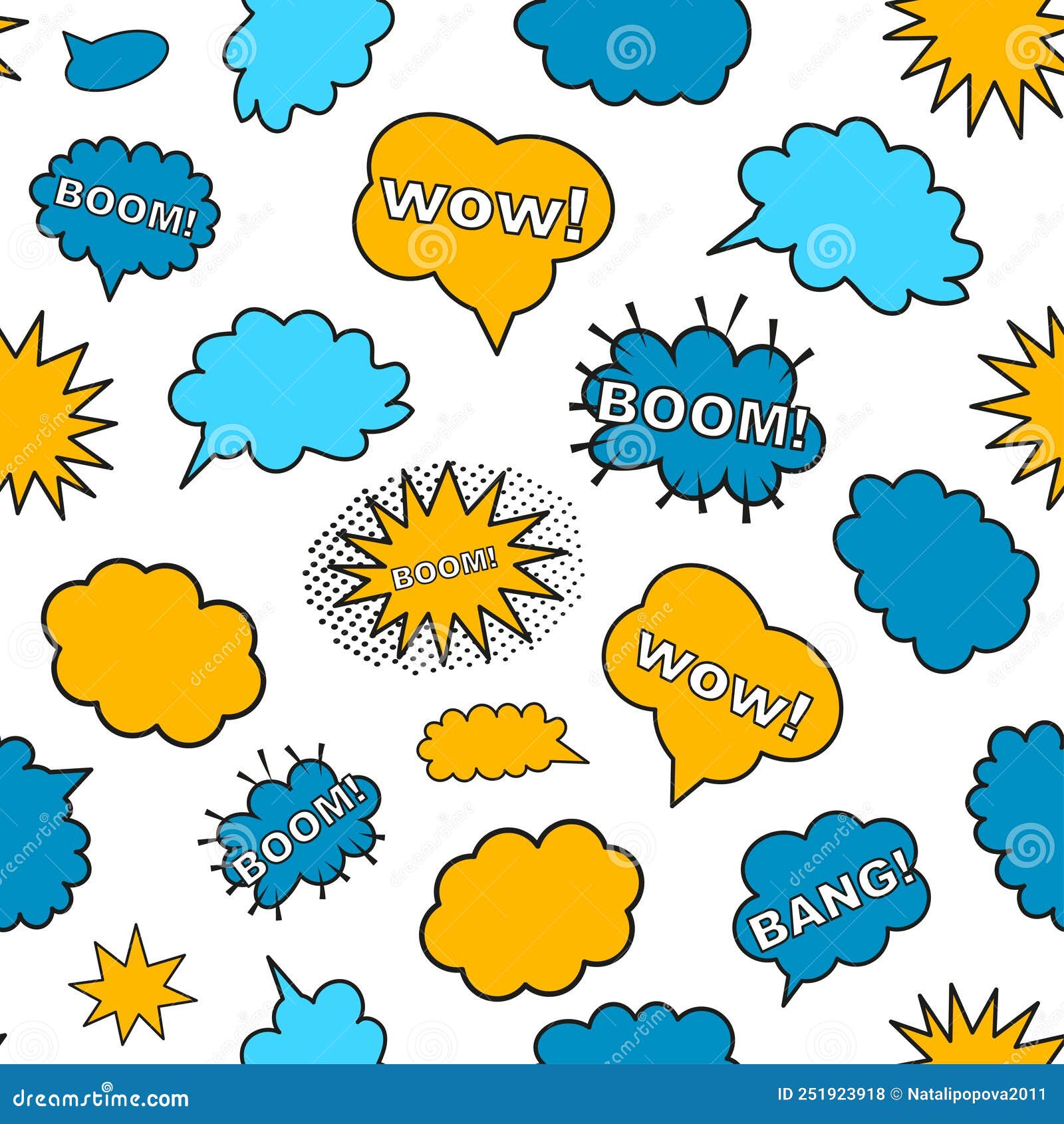 Seamless Pattern Comic Speech Bubbles in Pop Art Style Stock Vector ...