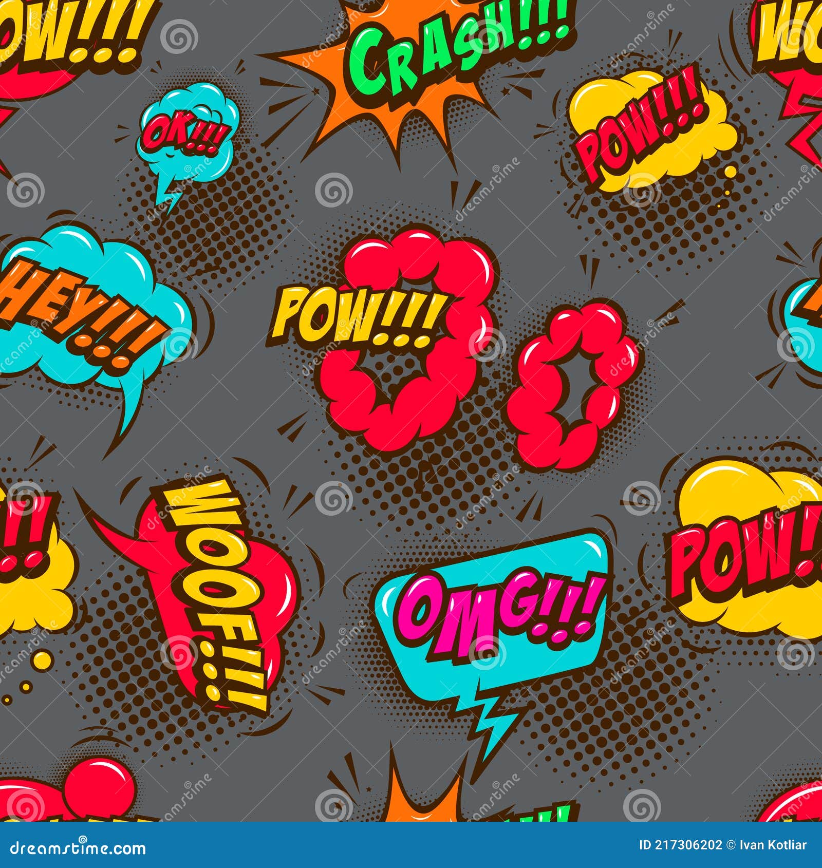 Seamless Pattern with Comic Style Speech Clouds. Design Element for ...