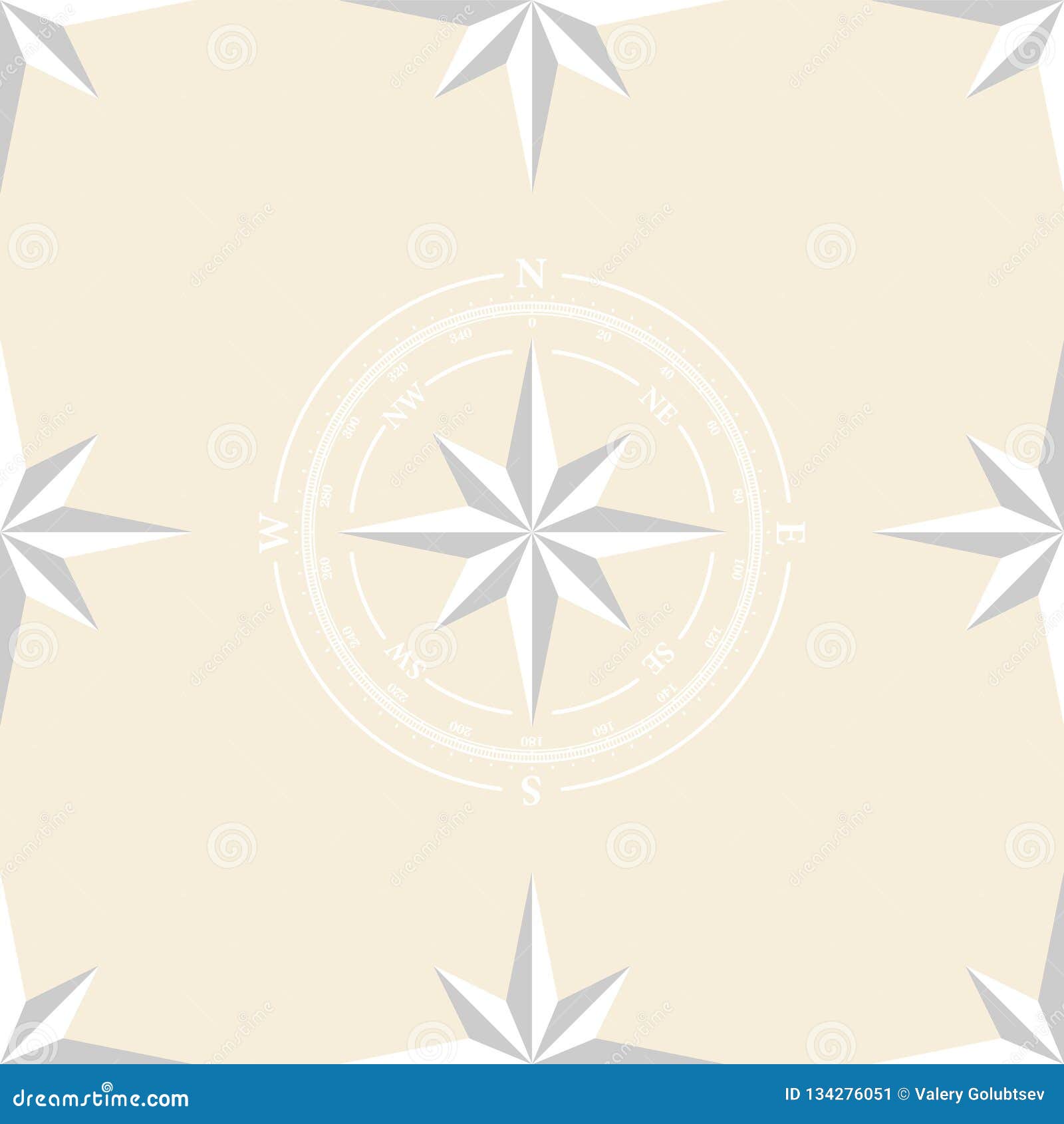 Seamless Pattern with Compas and Roses of Winds for Your Design Stock ...