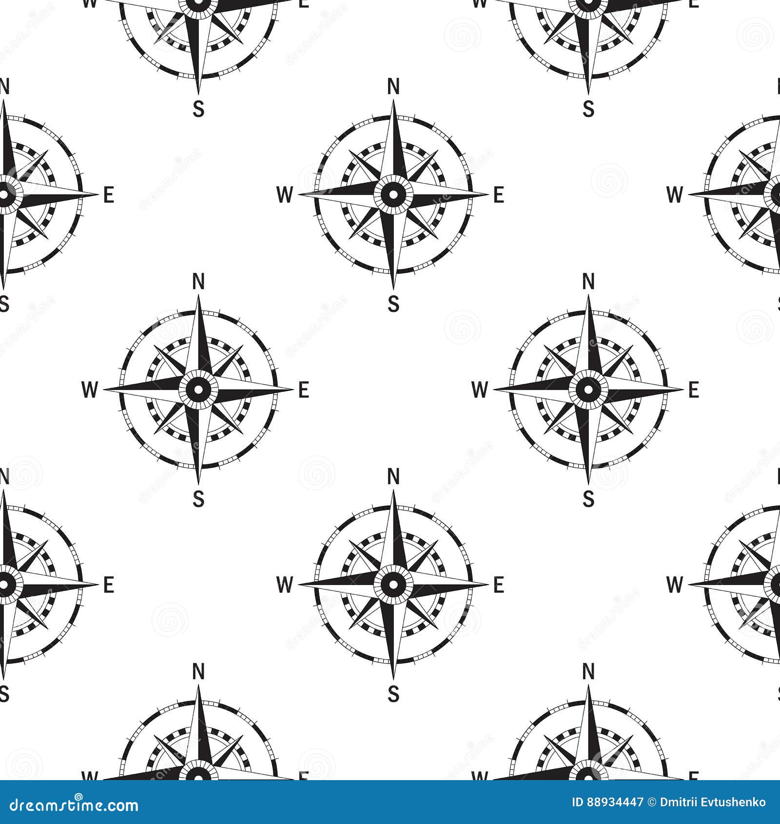 Seamless Pattern Compasses Vintage Stock Vector - Illustration of ...