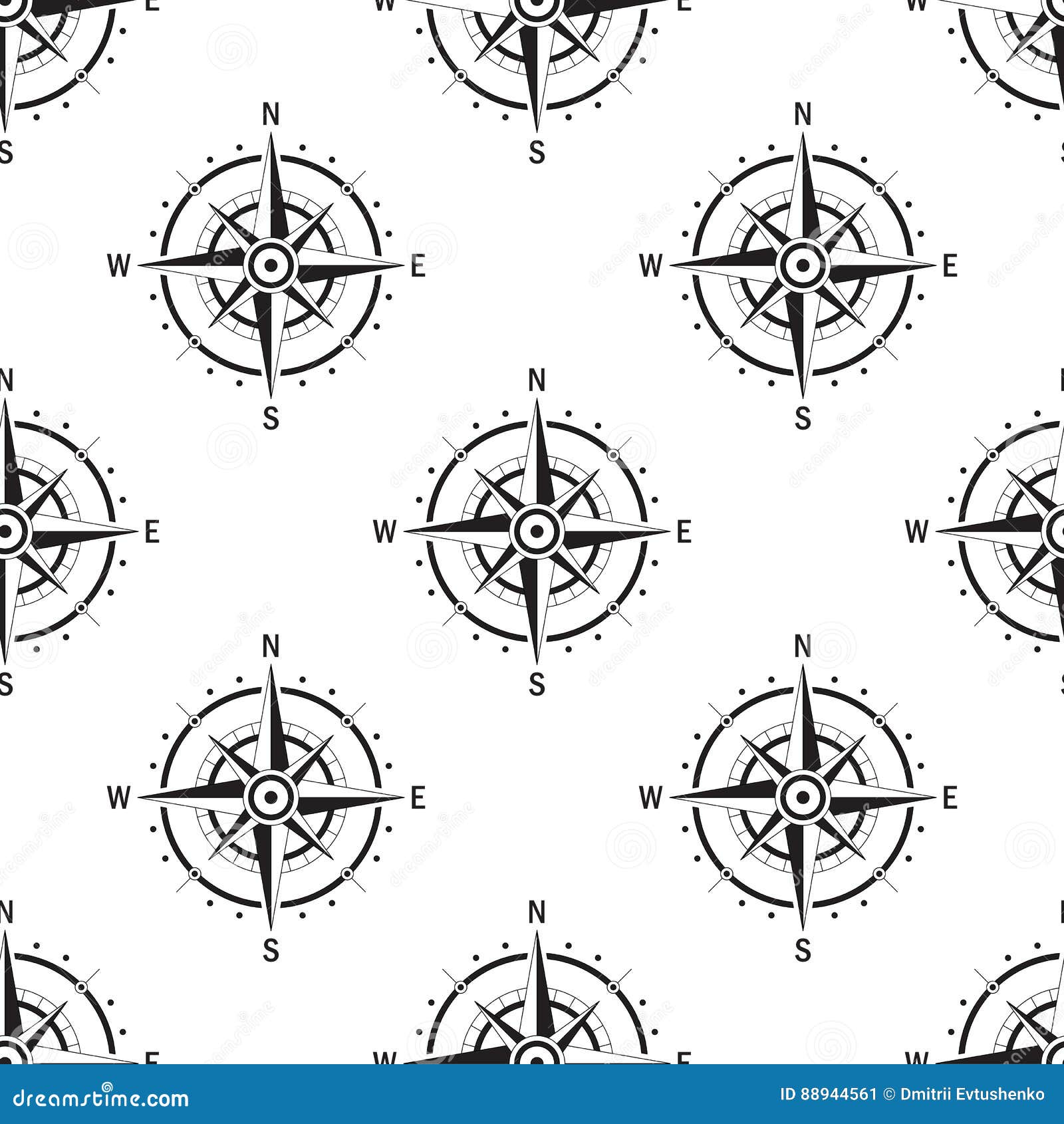 Seamless Pattern Compasses Vintage Stock Vector - Illustration of retro ...