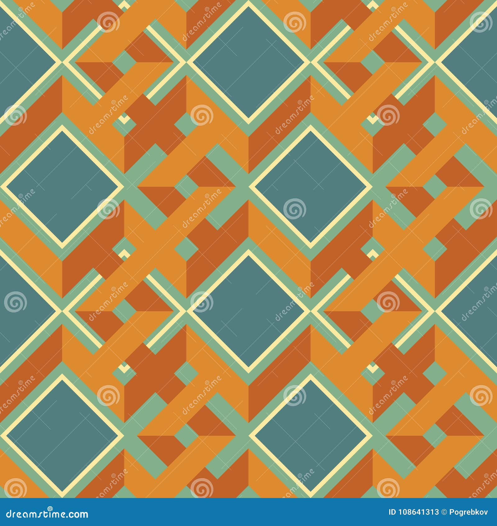 Seamless Pattern of Complex Interwoven Zigzag Lines and Squares Stock ...