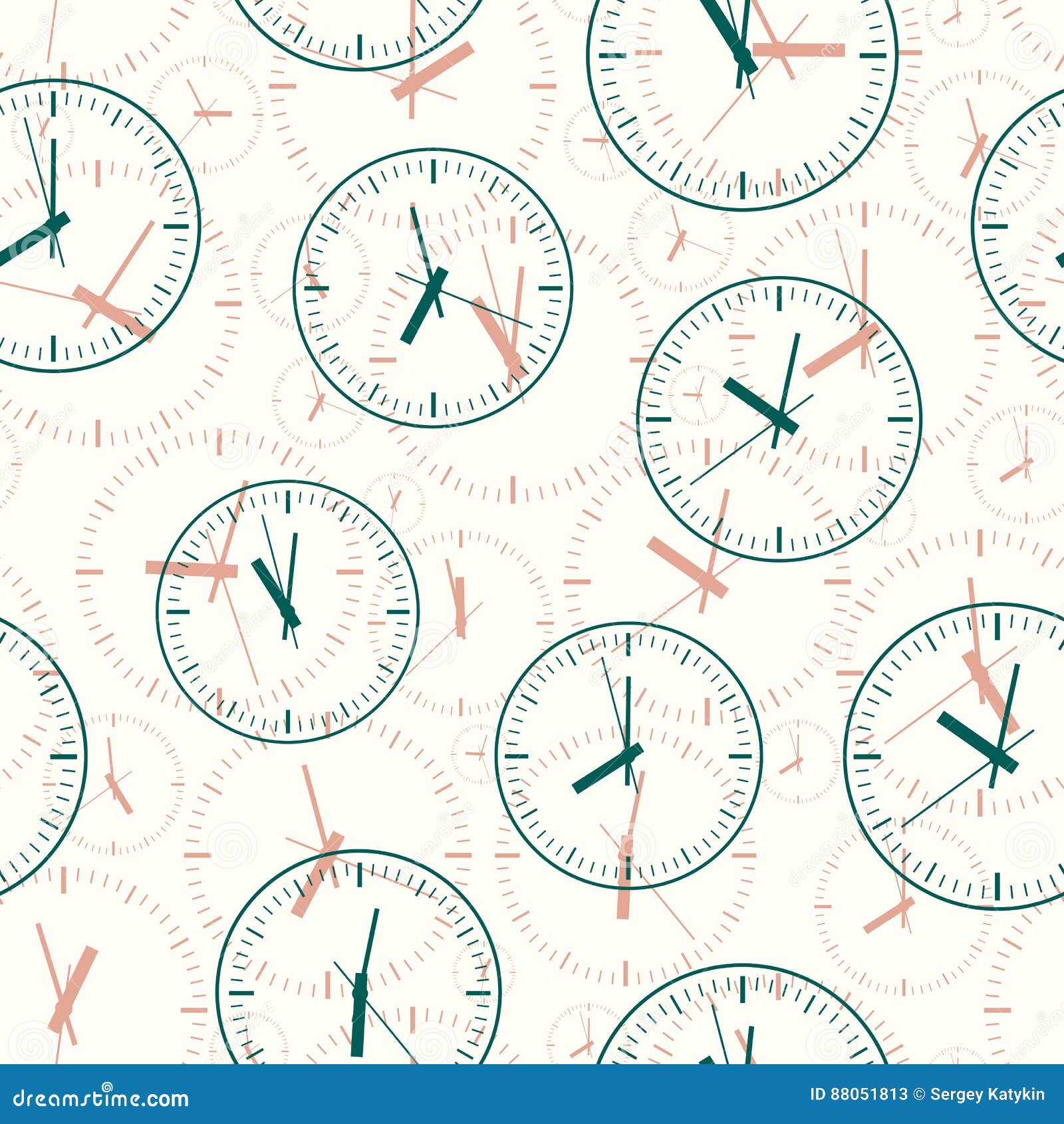 Seamless Pattern Composed of Images Hours. Stock Vector - Illustration ...