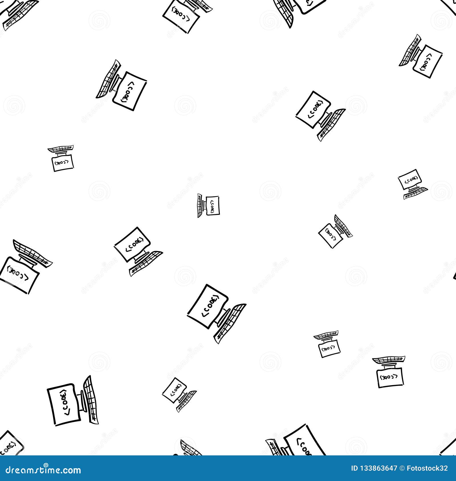 Seamless Pattern of Computer Icons with Software Code. Children S ...