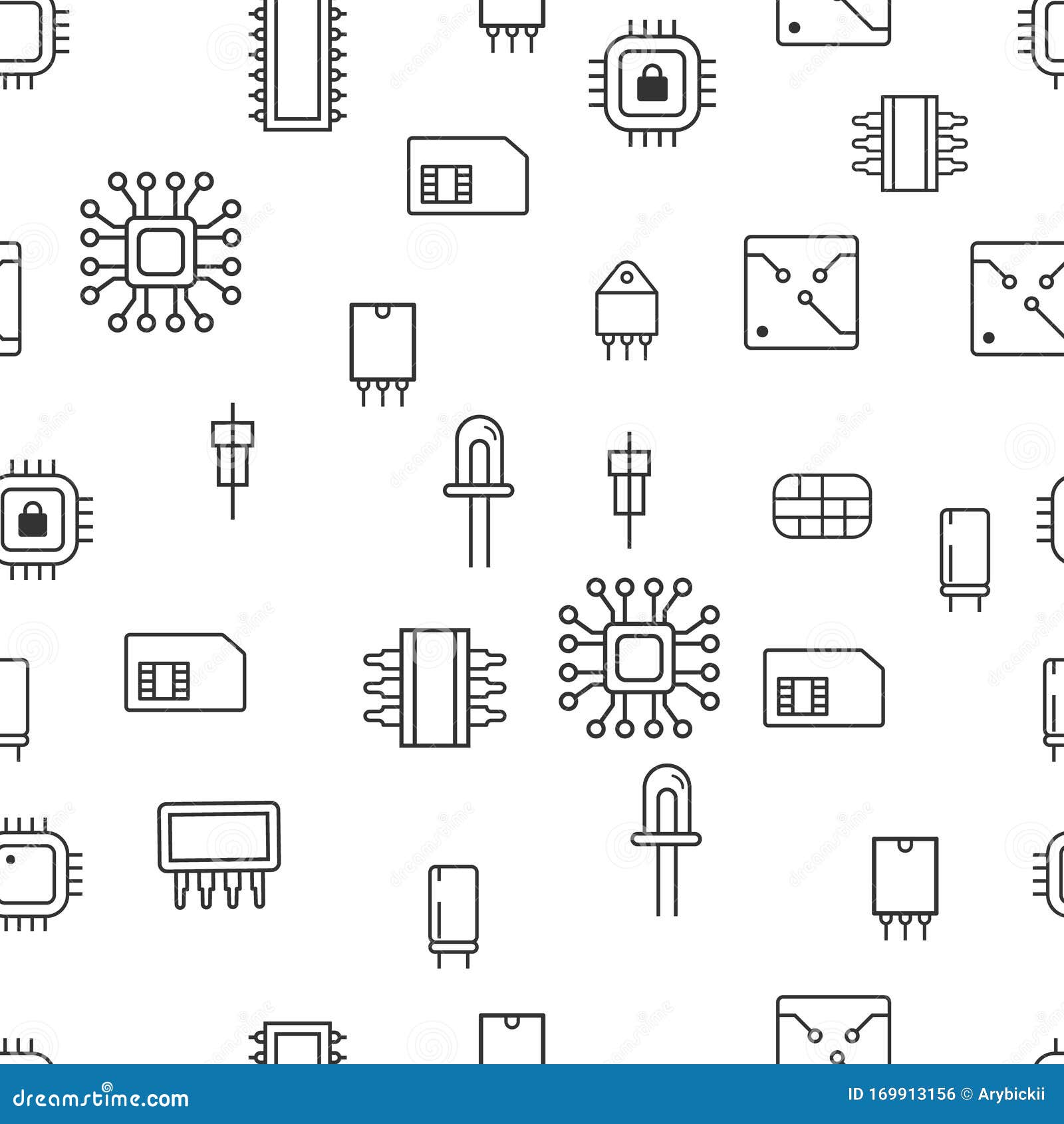 Seamless Pattern Computer Microchip Line Icons. Vector Stock Vector ... Seamless Pattern Computer Microchip Line Icons. Vector Stock Vector ...