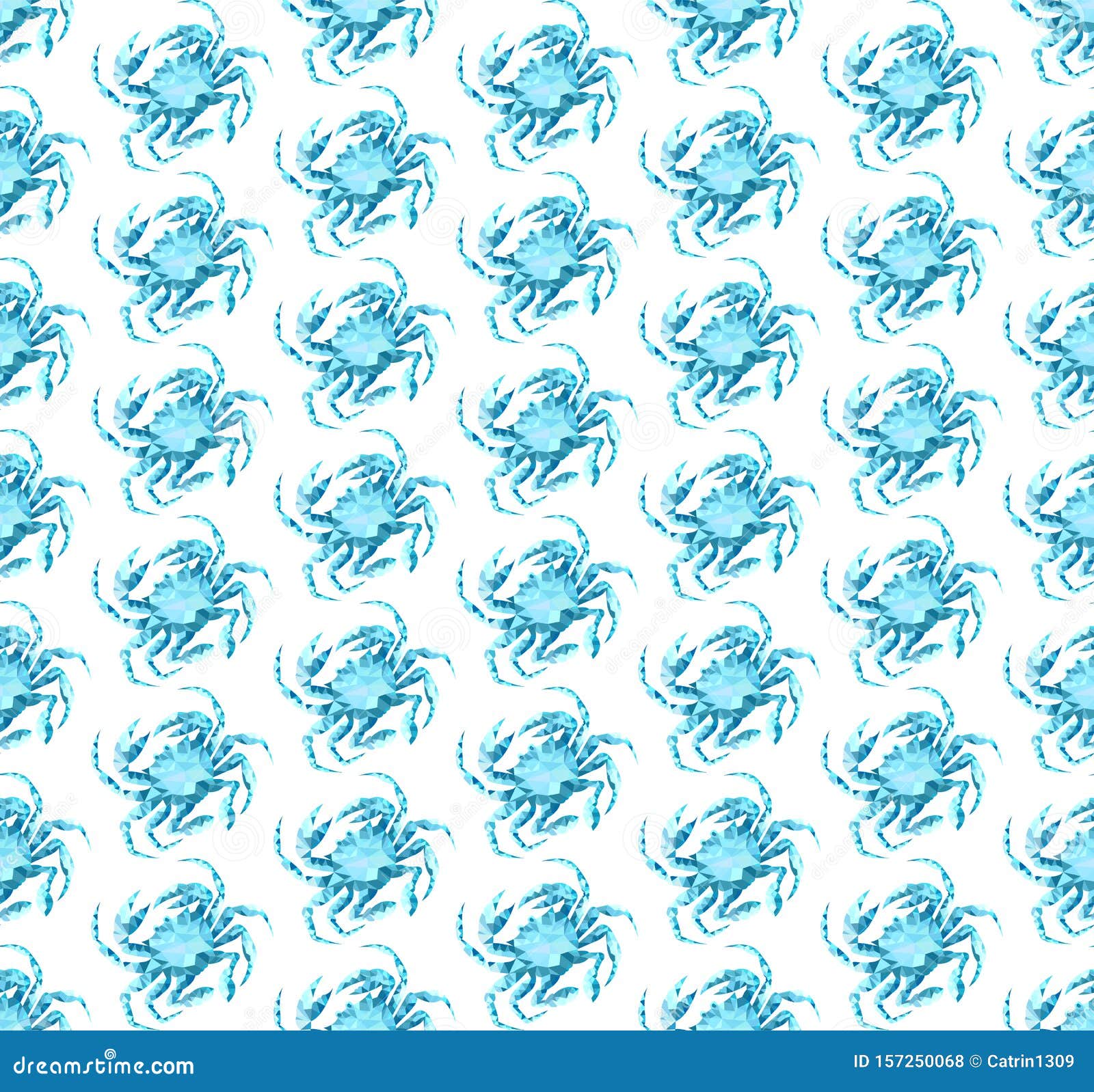 Seamless Pattern. Conceptual Polygonal Crab. Abstract Vector ...