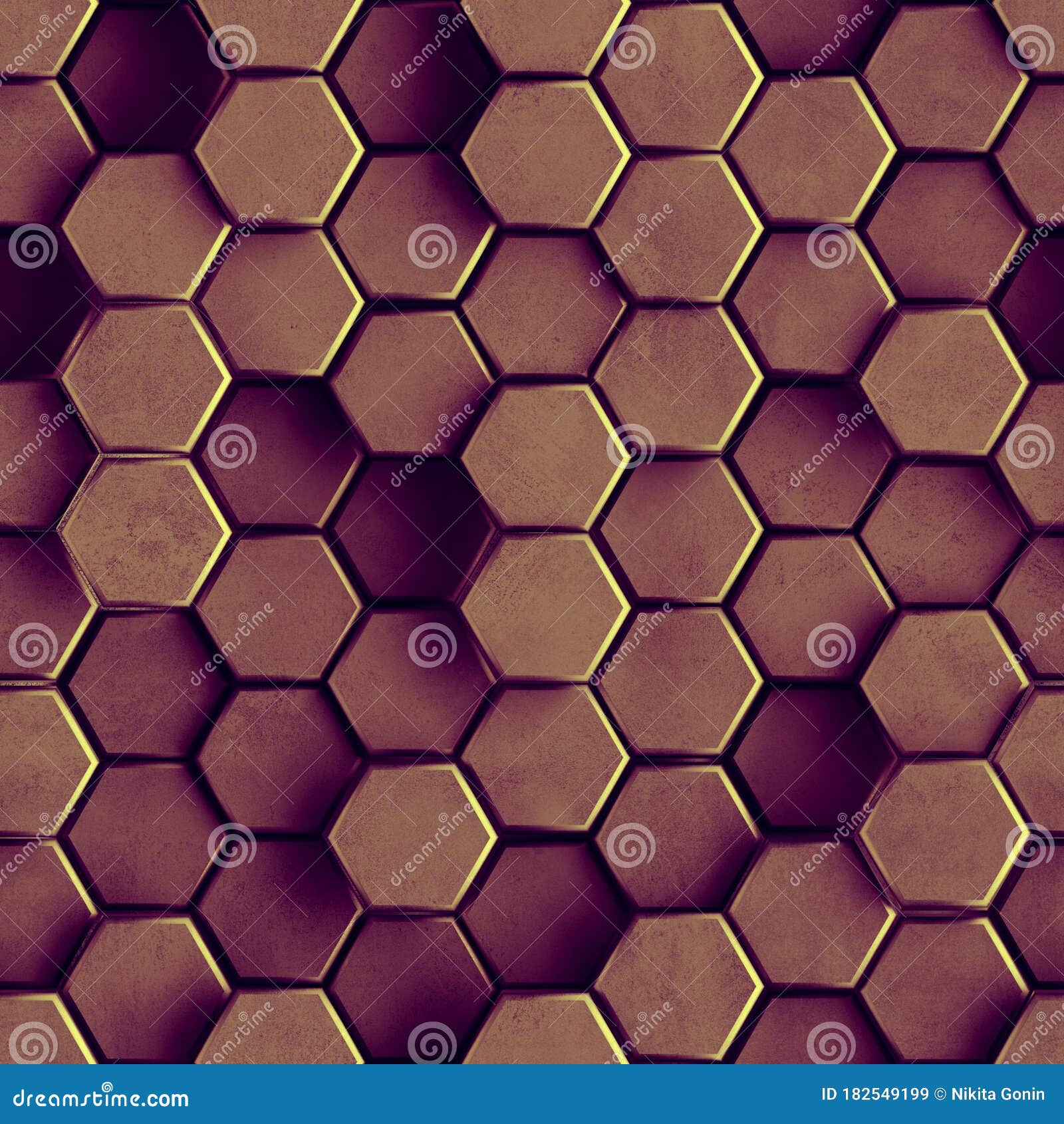 Seamless Pattern of Concrete Hexagon Cells 3D Rendering Illustration ...