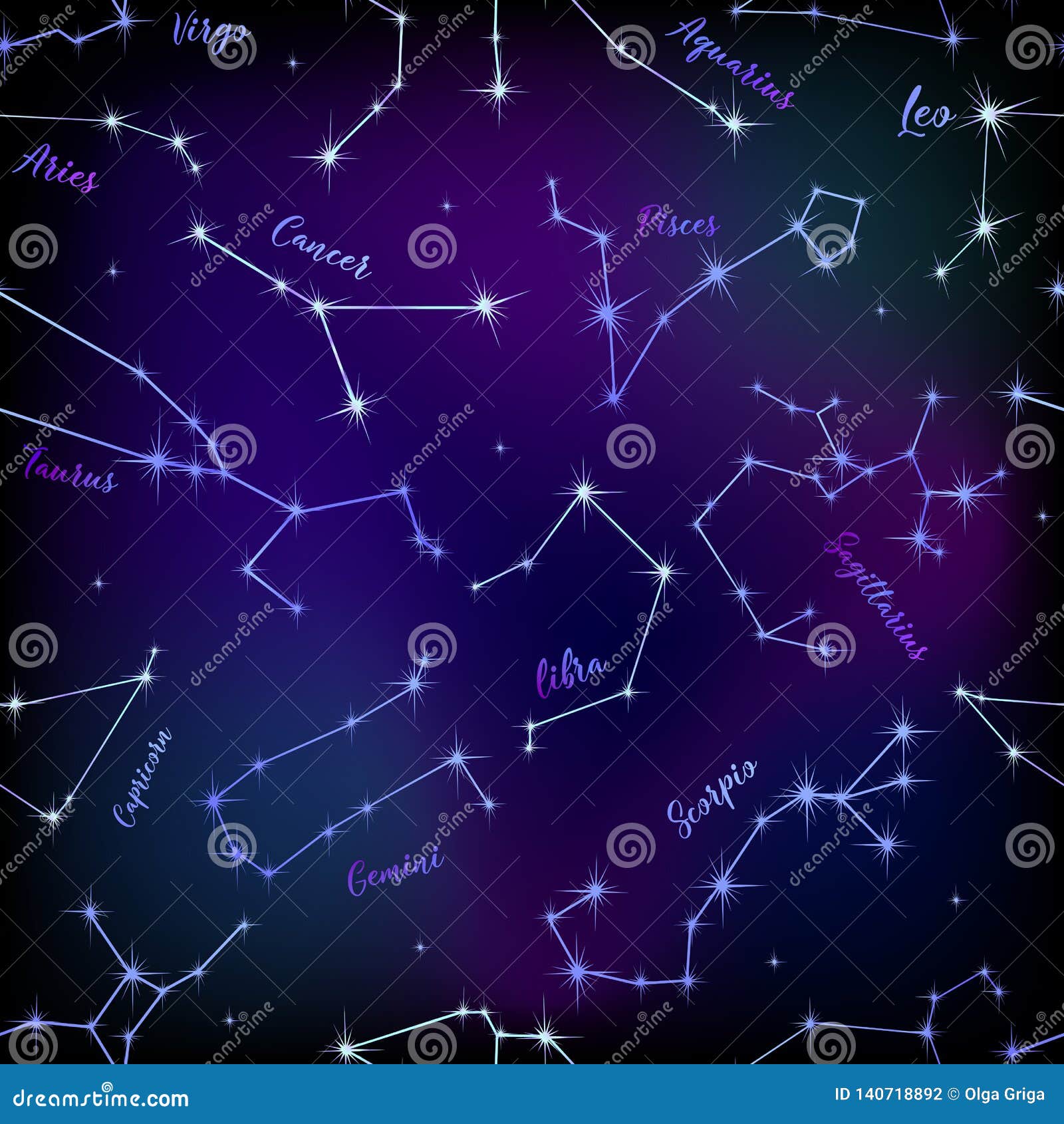 Seamless Pattern of Constellations . Zodiac. Spase. Vector Illustration ...