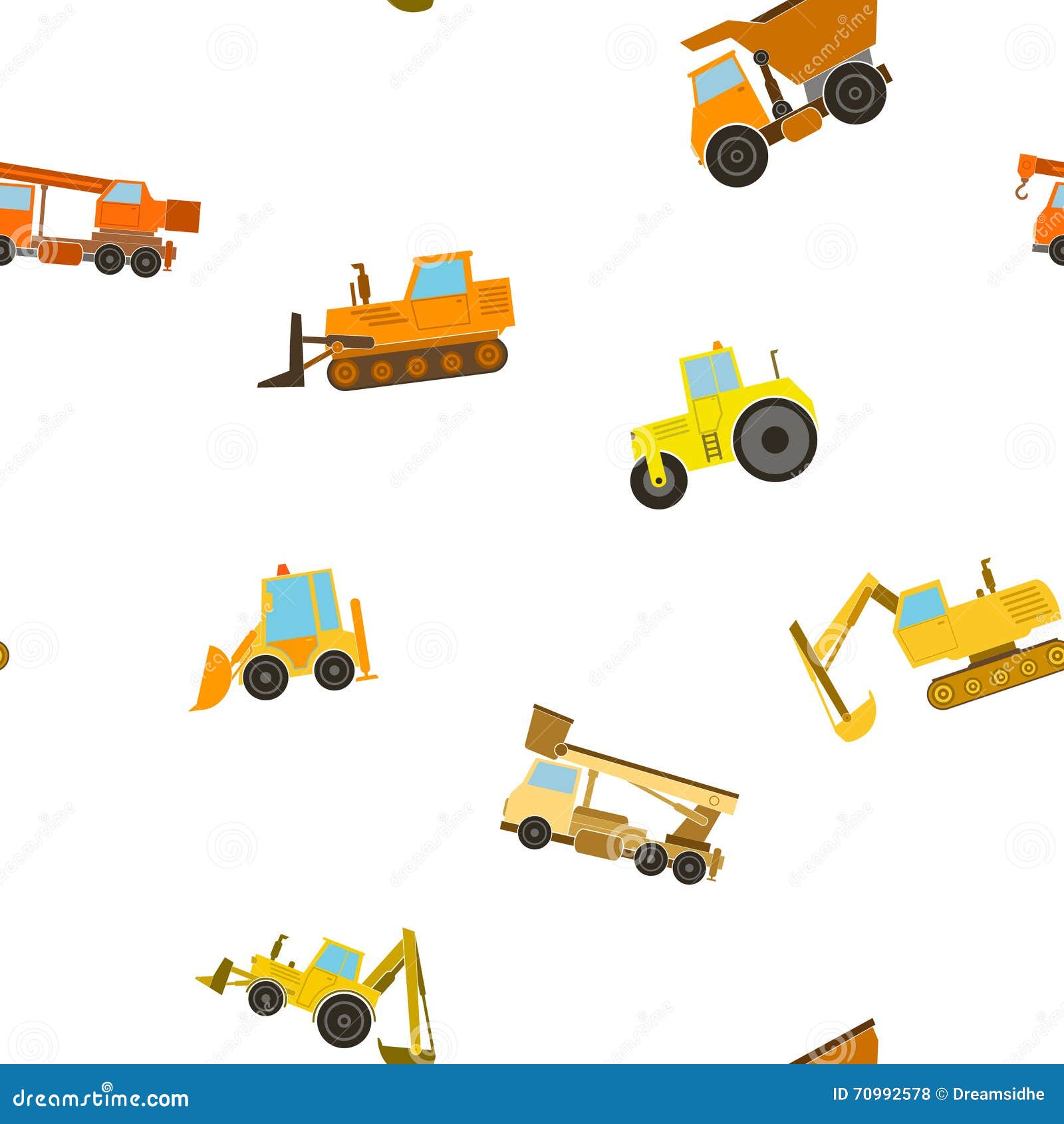Seamless Pattern Construction Machines Stock Vector - Illustration of ...