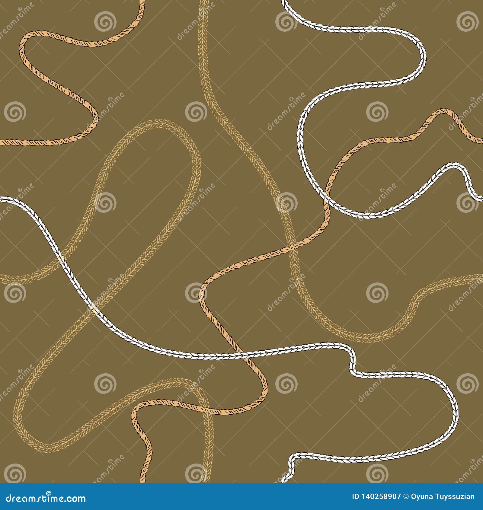 Seamless Pattern with Continuous Chains in Gold, Silver and Copper ...