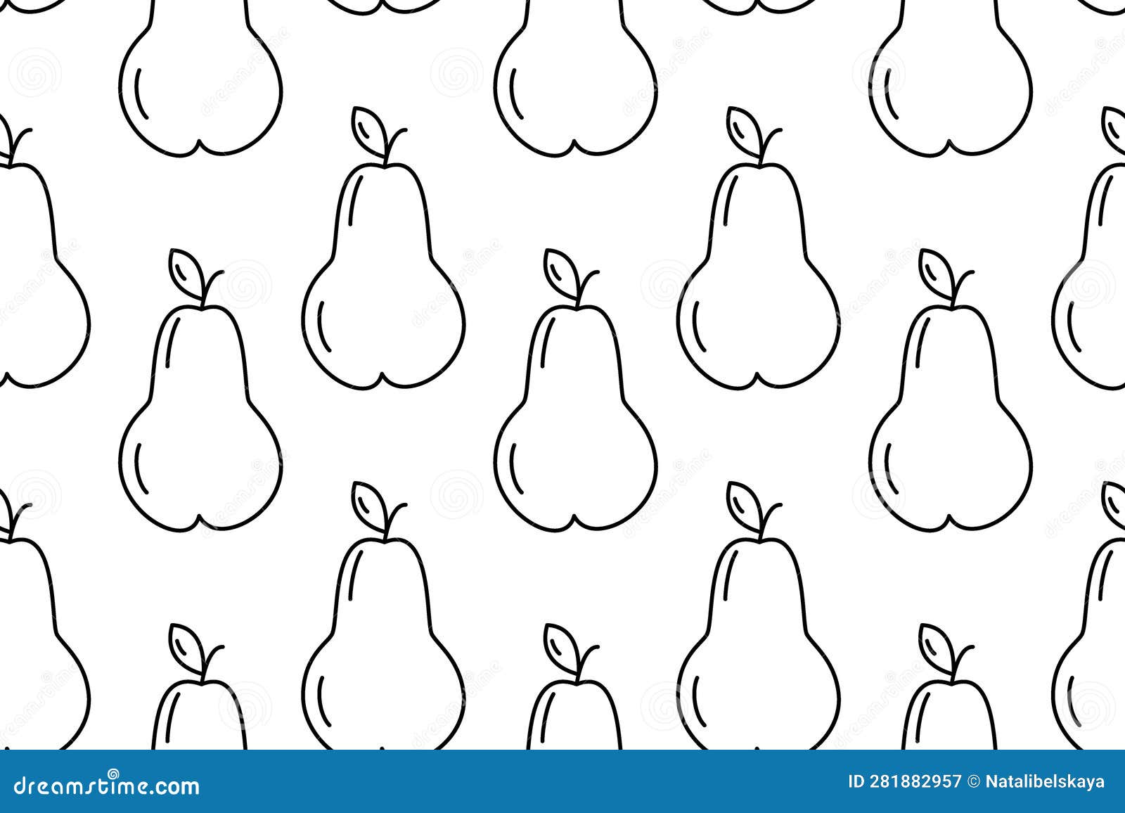 Seamless Pattern of Contour Image of Seasonal Fruit Pear. Thanksgiving ...