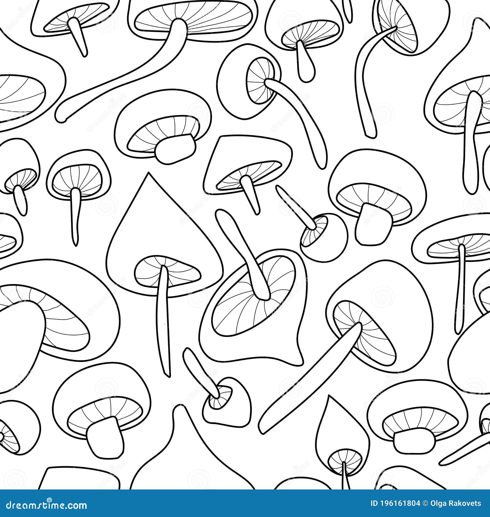 Seamless Pattern of the Contours of Mushrooms of Various Shapes and ...