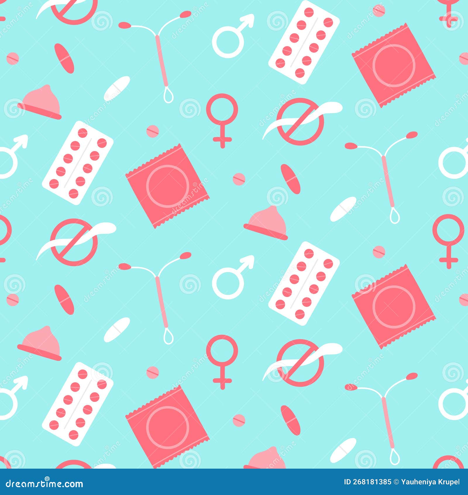 Seamless Pattern with Contraceptives. Vector Illustration. Flat Style ...