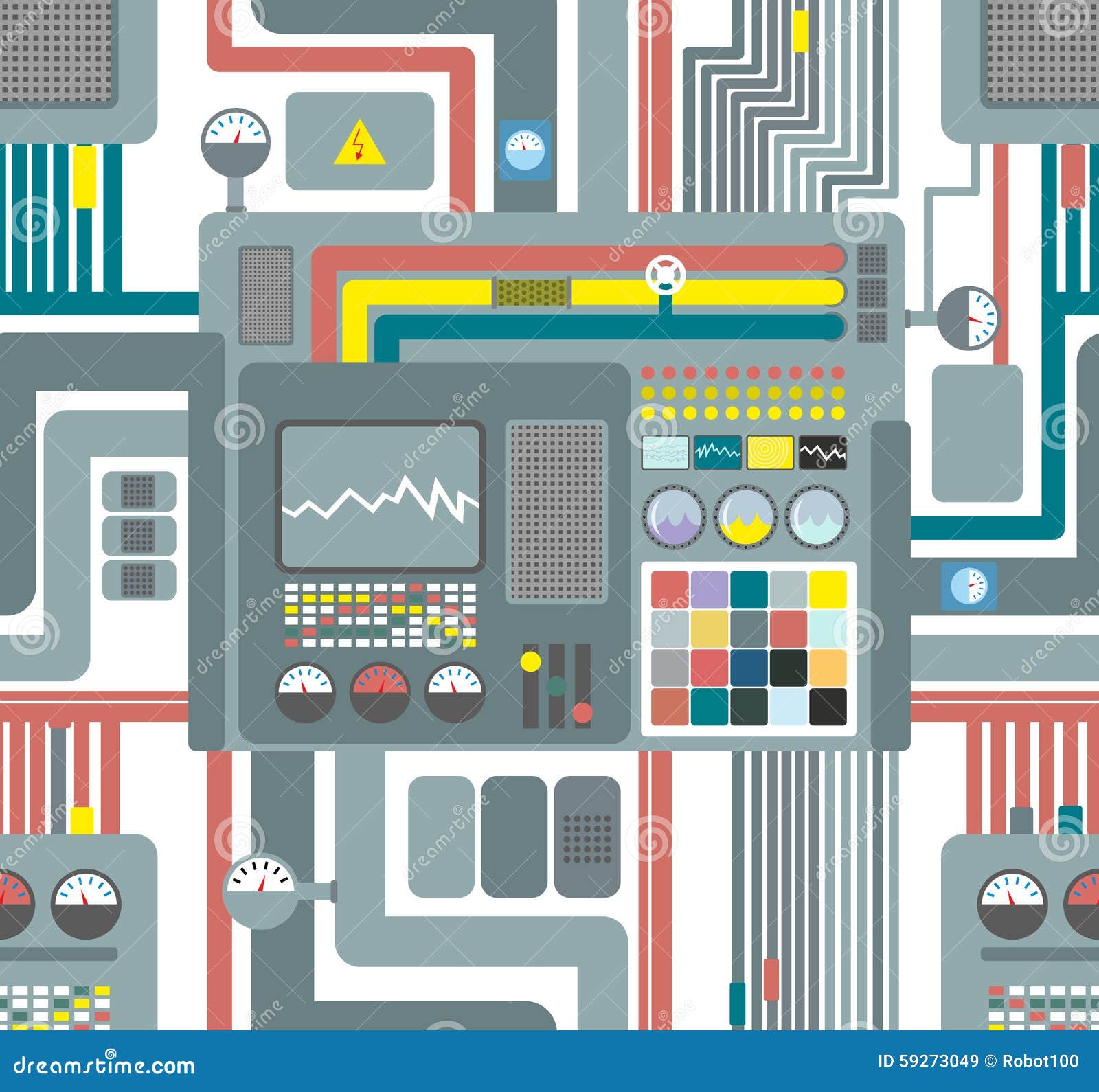 Seamless Pattern Control System. Technological Background Stock Vector ...