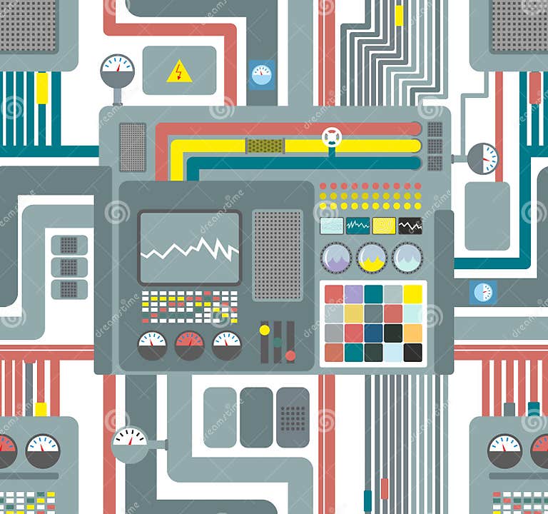 Seamless Pattern Control System. Technological Background Stock Vector ...