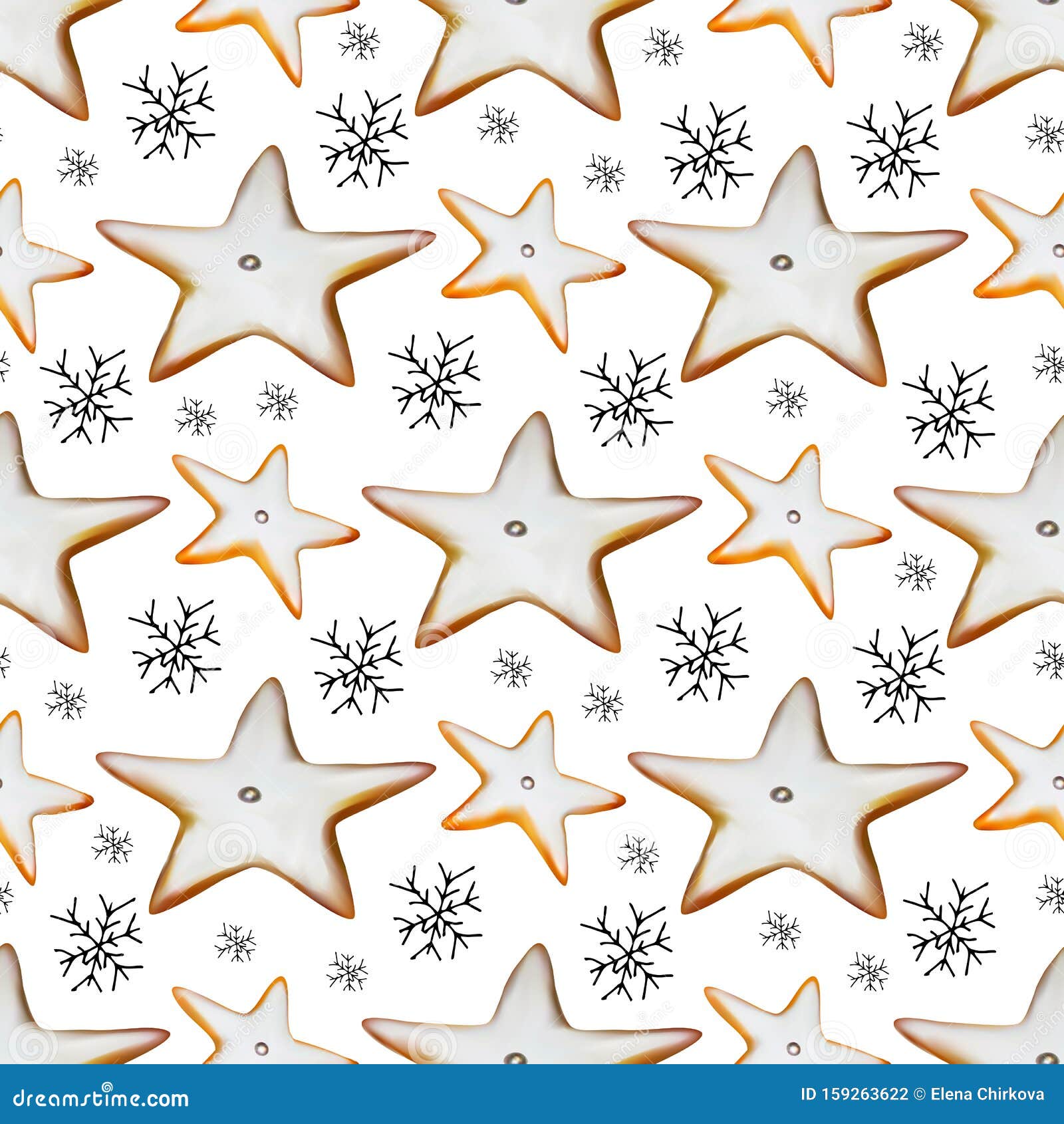 Seamless Pattern Cookie Star in Cartoon Style. Abstract Background ...