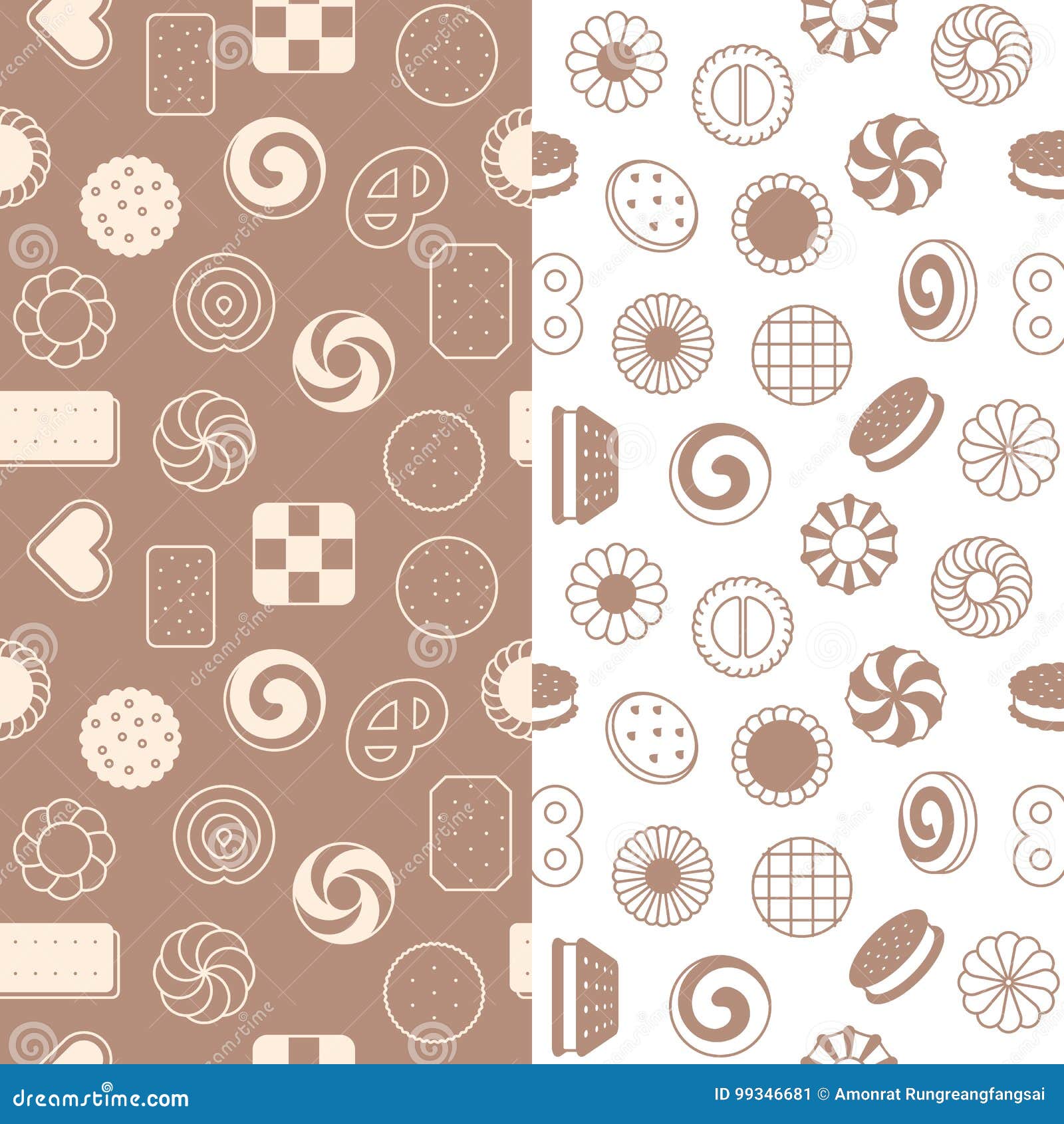 Seamless Pattern of Cookies Stock Vector - Illustration of food ...