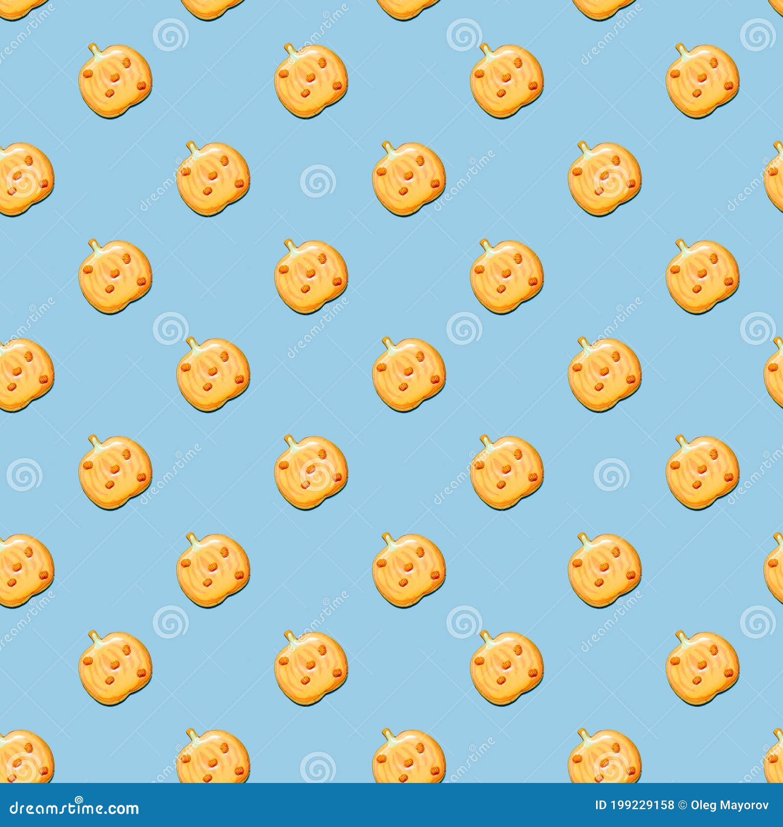Seamless Pattern Cookies Biscuits with Icing on Blue Background Stock ...