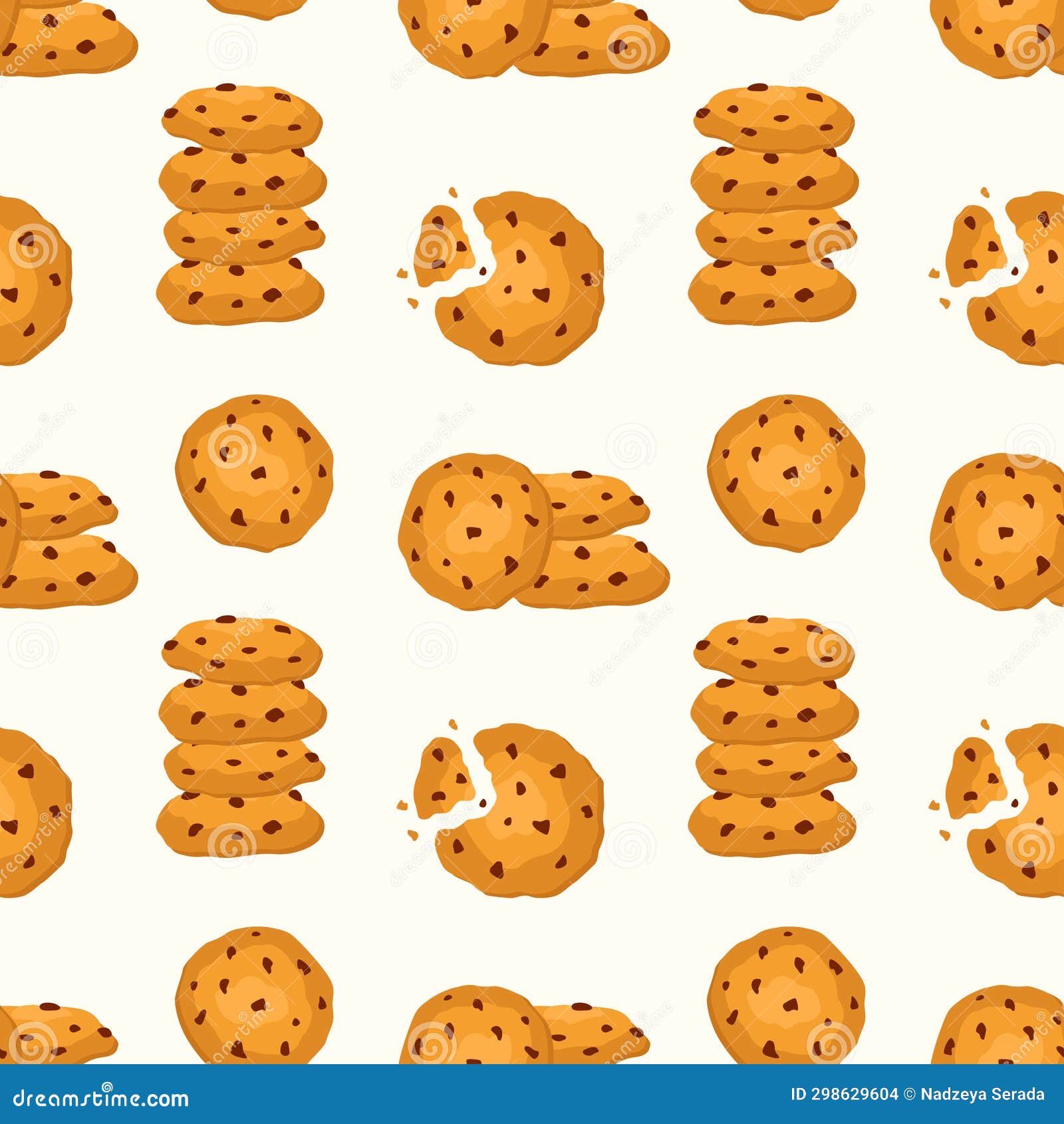 Seamless Pattern of Cookies with Chocolate Crumbs. Stock Vector ...