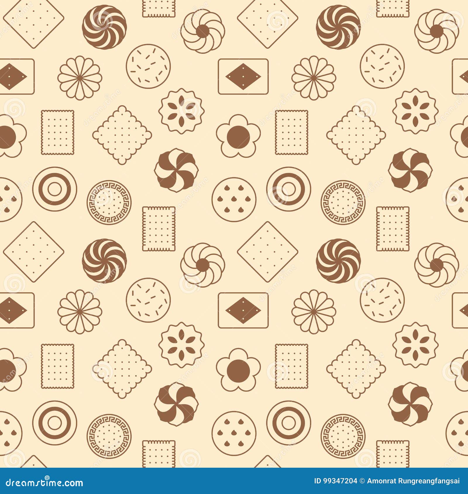 Seamless Pattern of Cookies Stock Vector - Illustration of dessert ...