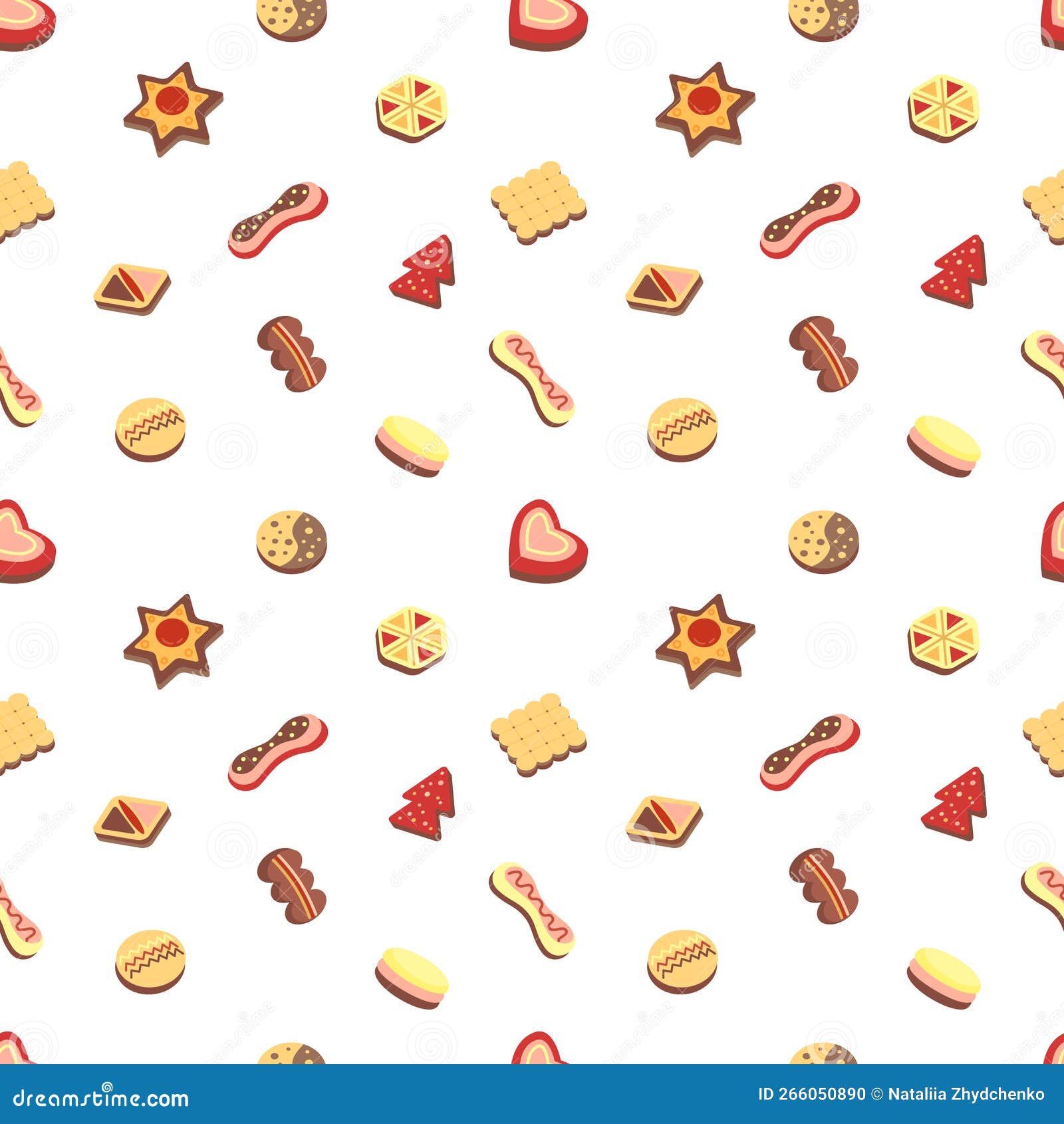 Seamless Pattern with Cookies Stock Vector - Illustration of cream ...