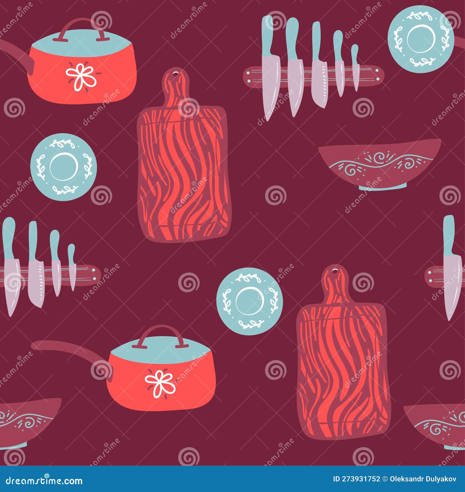 Seamless Pattern Cooking Stuff Tools Vector Isolated Baking Stock ...