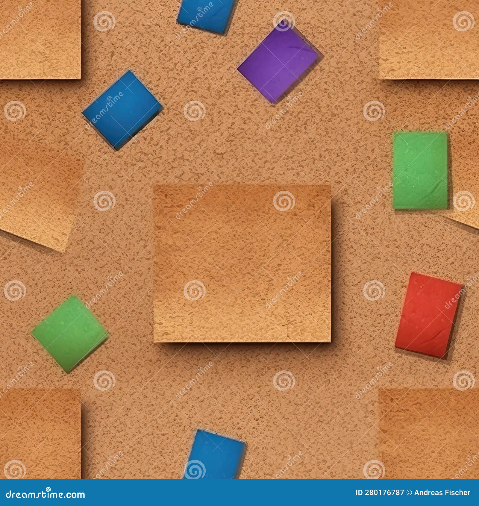 Seamless Pattern of Cork Board with Colored Sheets of Paper for Notes ...