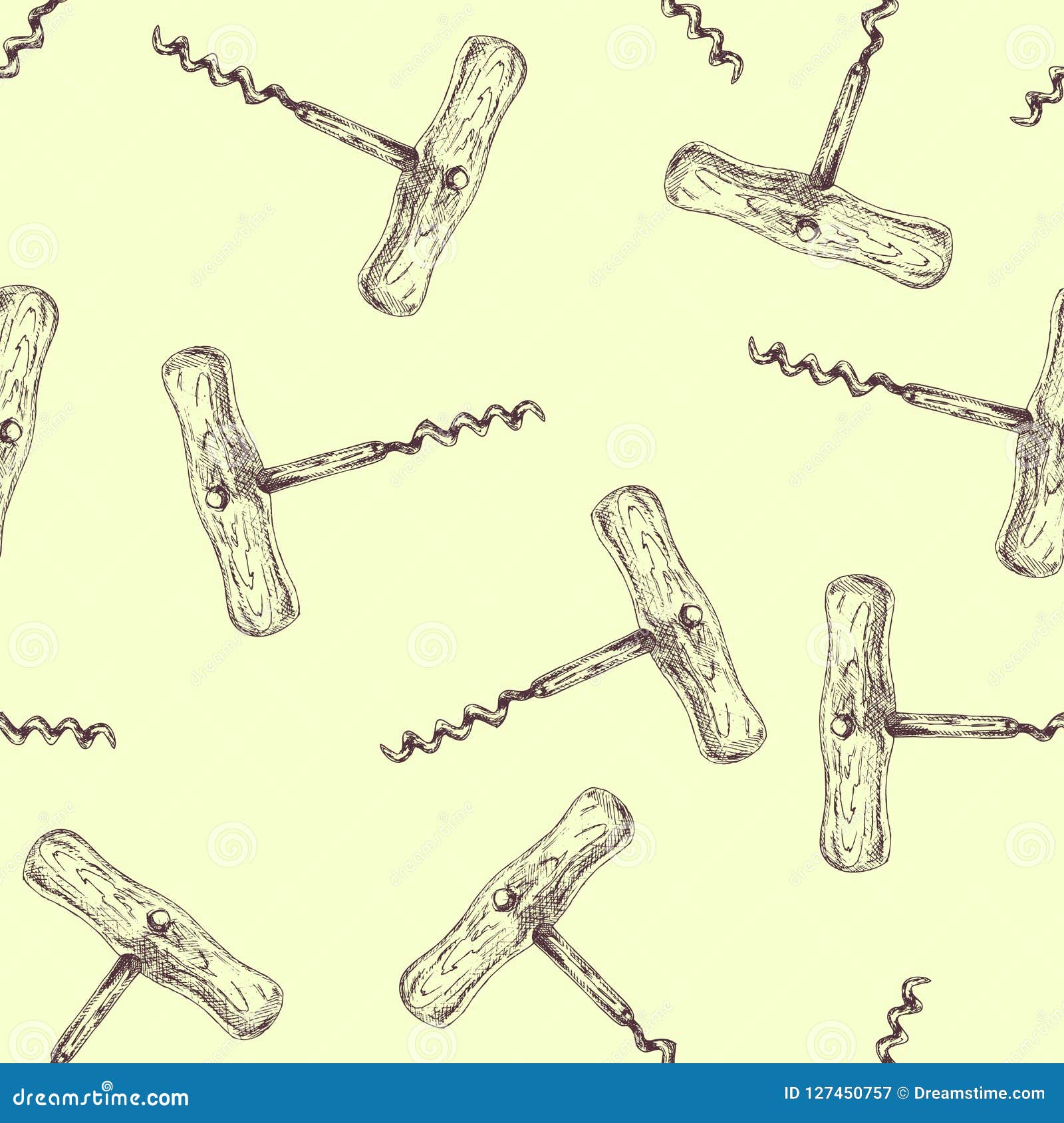 Seamless Pattern with Corkscrew. Hand Drawn Background Stock ...