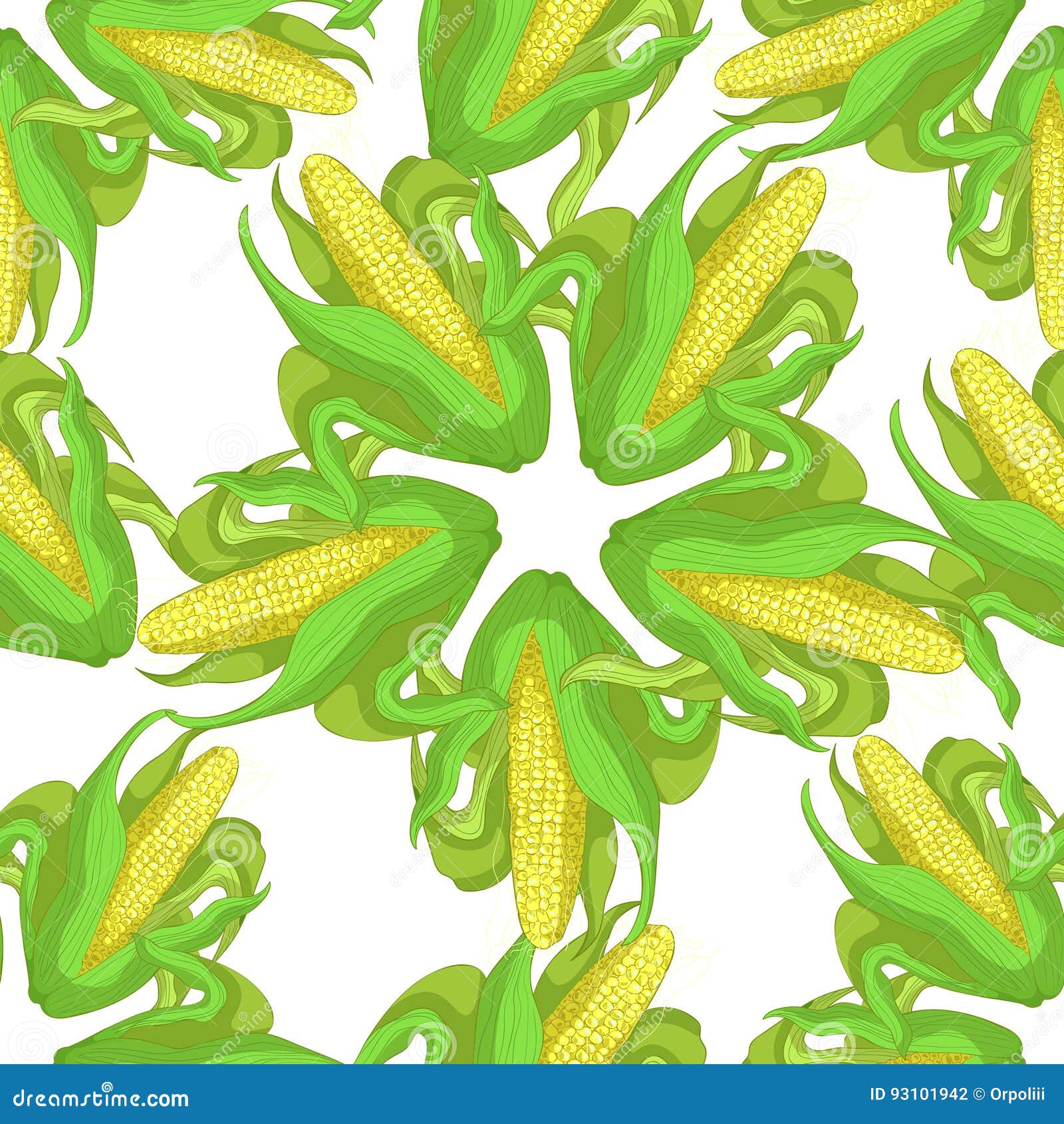 Seamless Pattern Corn in the Cob with Leaves. Vector Illustration Stock ...