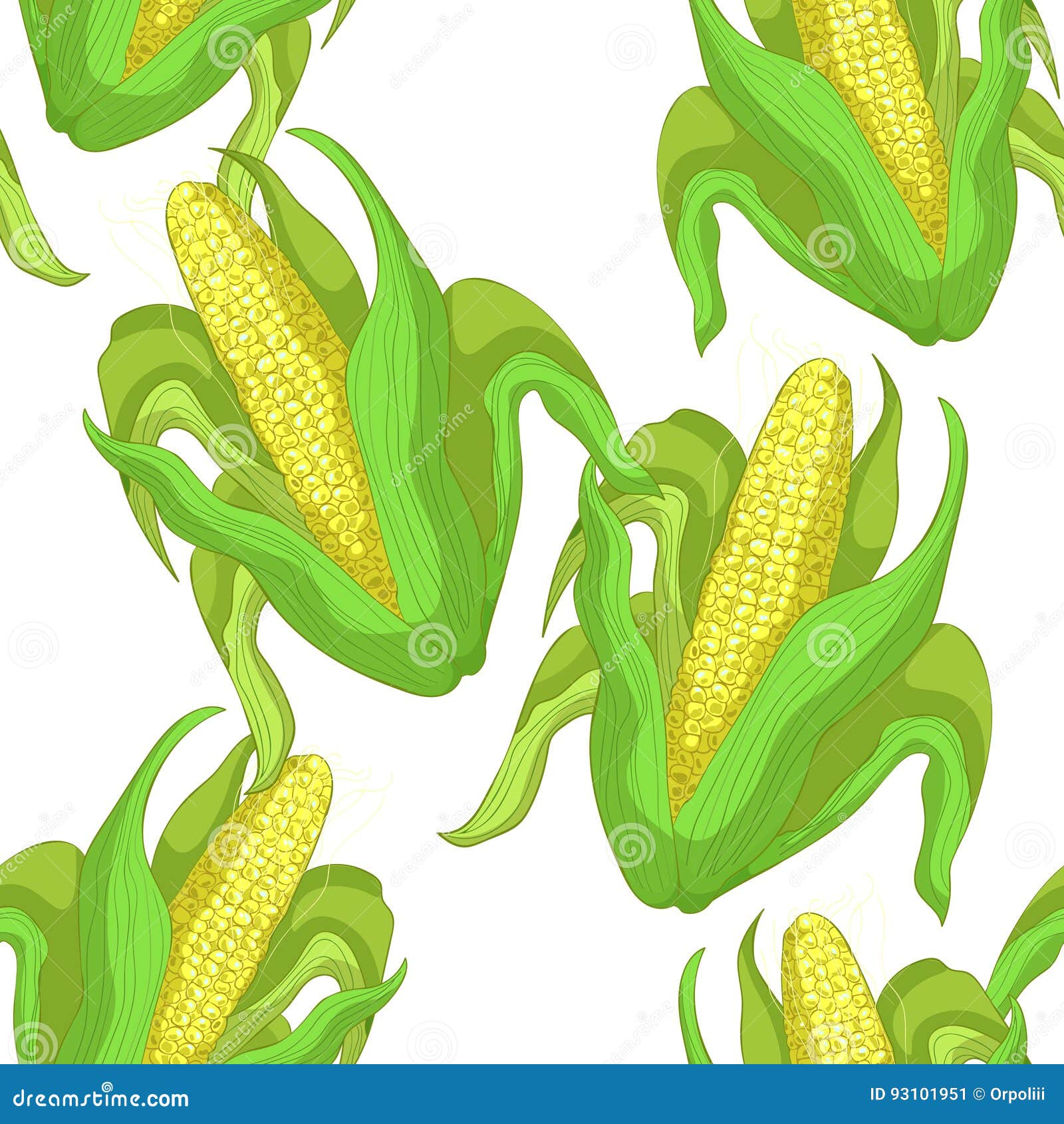 Seamless Pattern Corn in the Cob with Leaves. Vector Illustration Stock ...