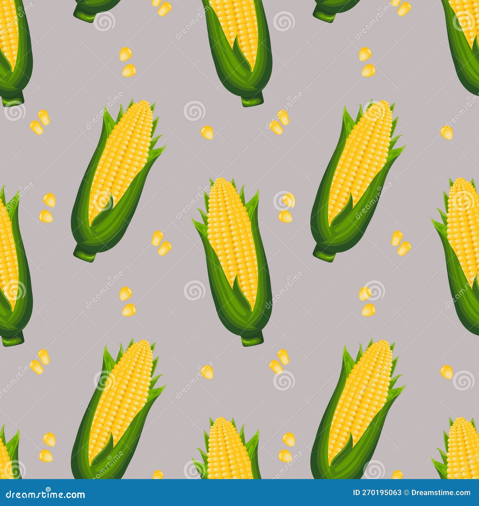 Seamless Pattern, Corn Cobs with Leaves and Corn Kernels. Agriculture ...