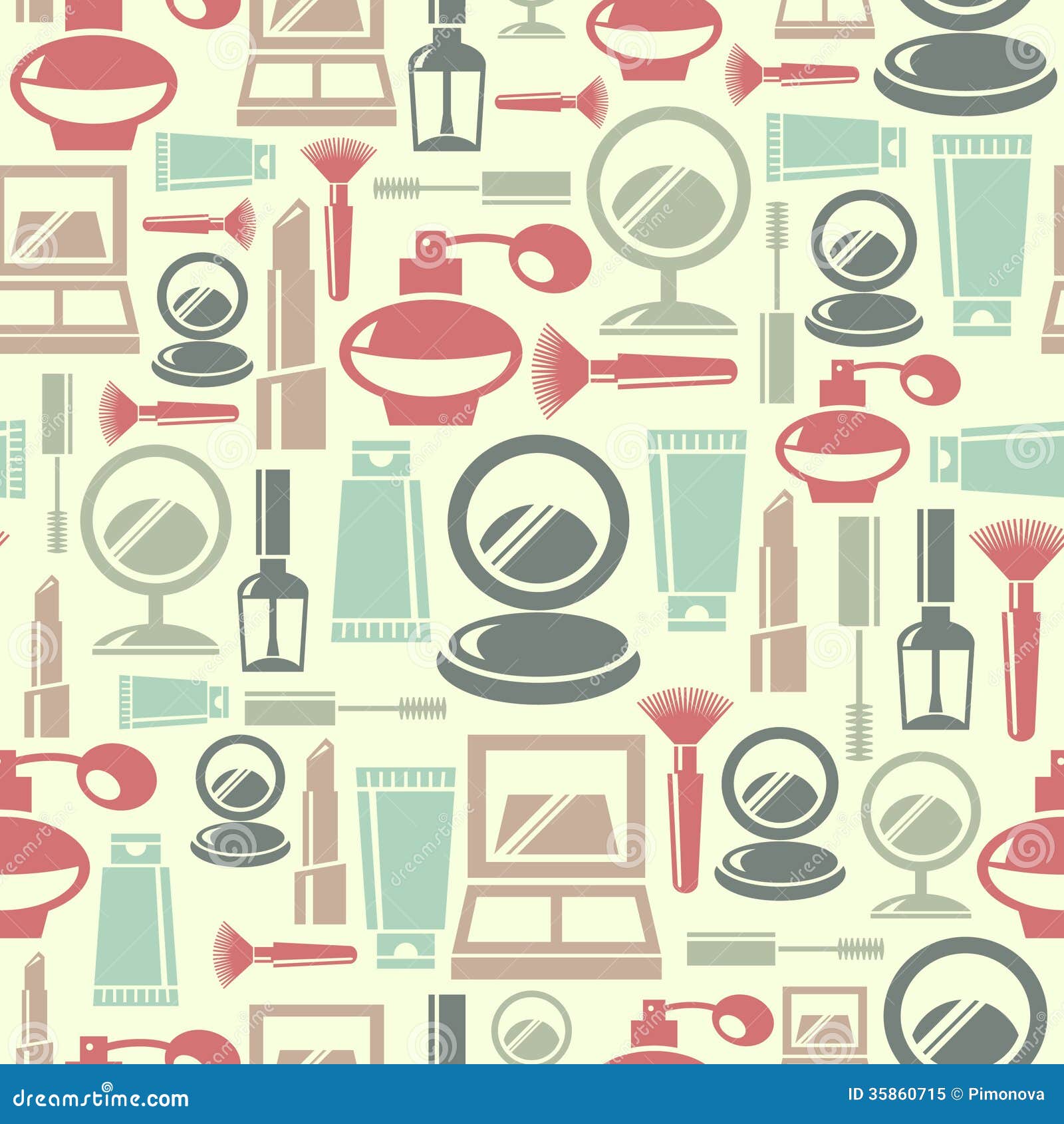 Seamless Pattern with Cosmetic Icons Stock Vector - Illustration of ...