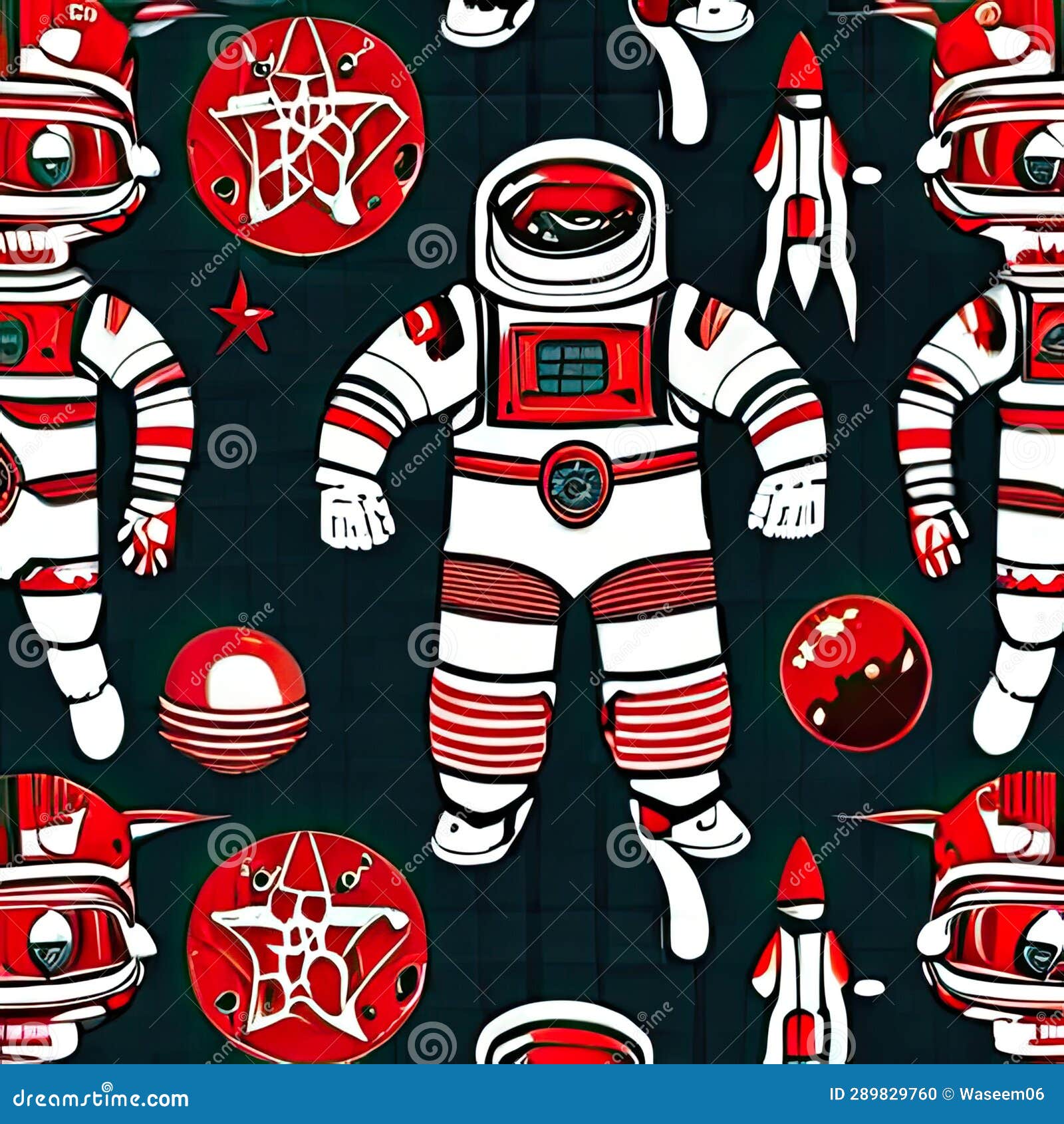 Seamless Pattern with Cosmonaut in Spacesuit Stock Illustration ...