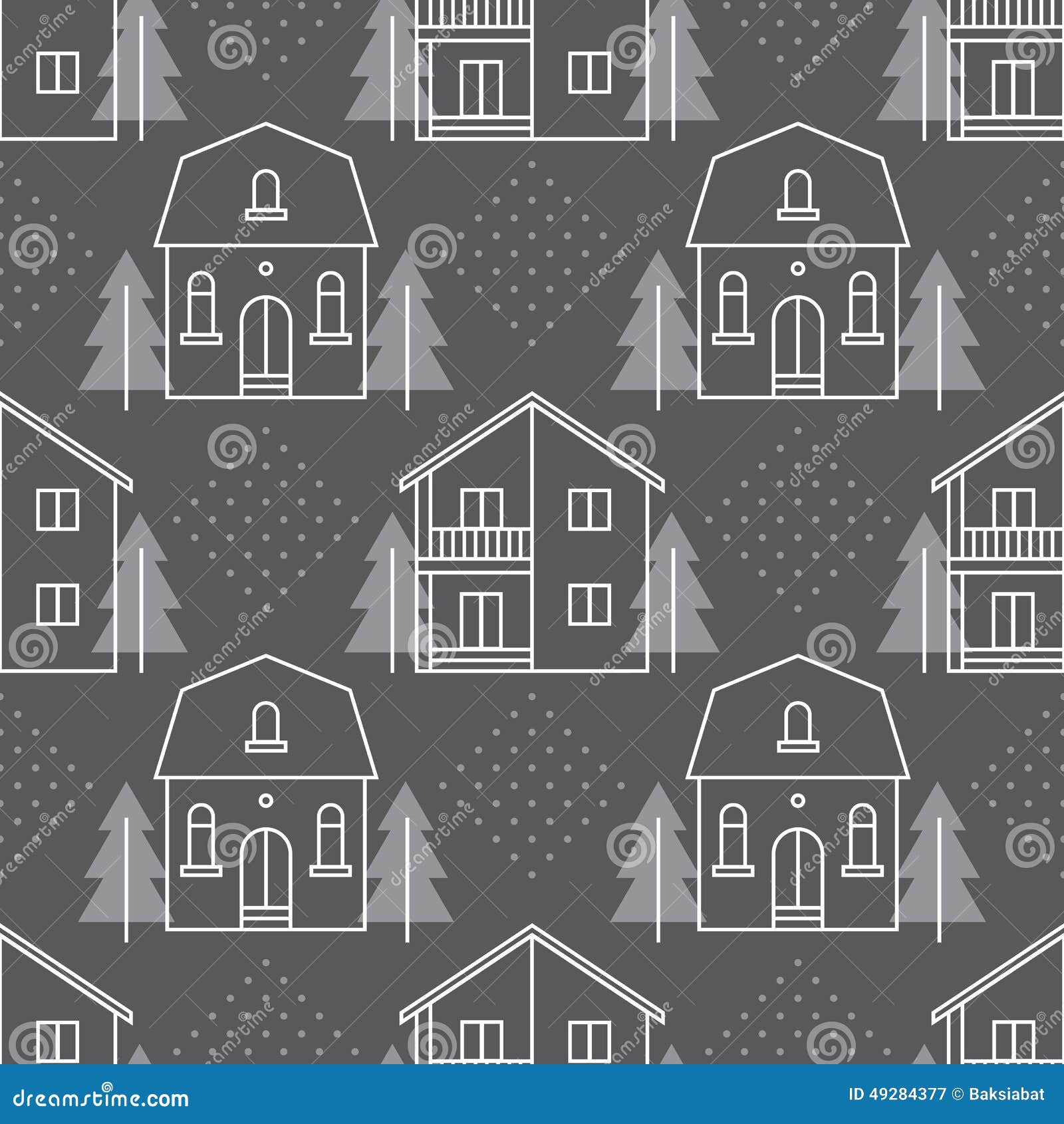 Seamless Pattern with Country Houses Stock Vector - Illustration of ...