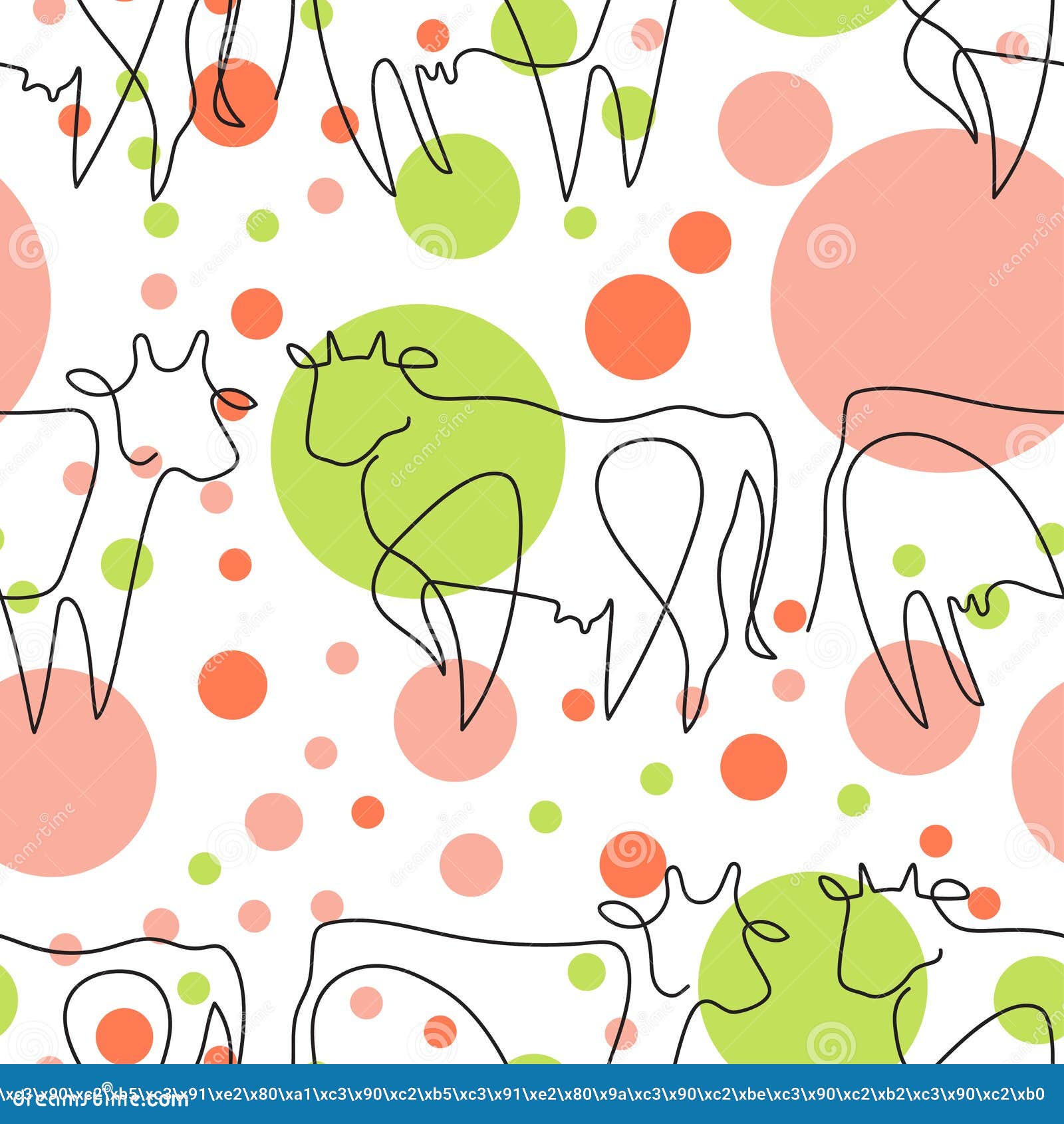 Seamless Pattern with Cows and Circles. Farm Animal. Stock Vector ...