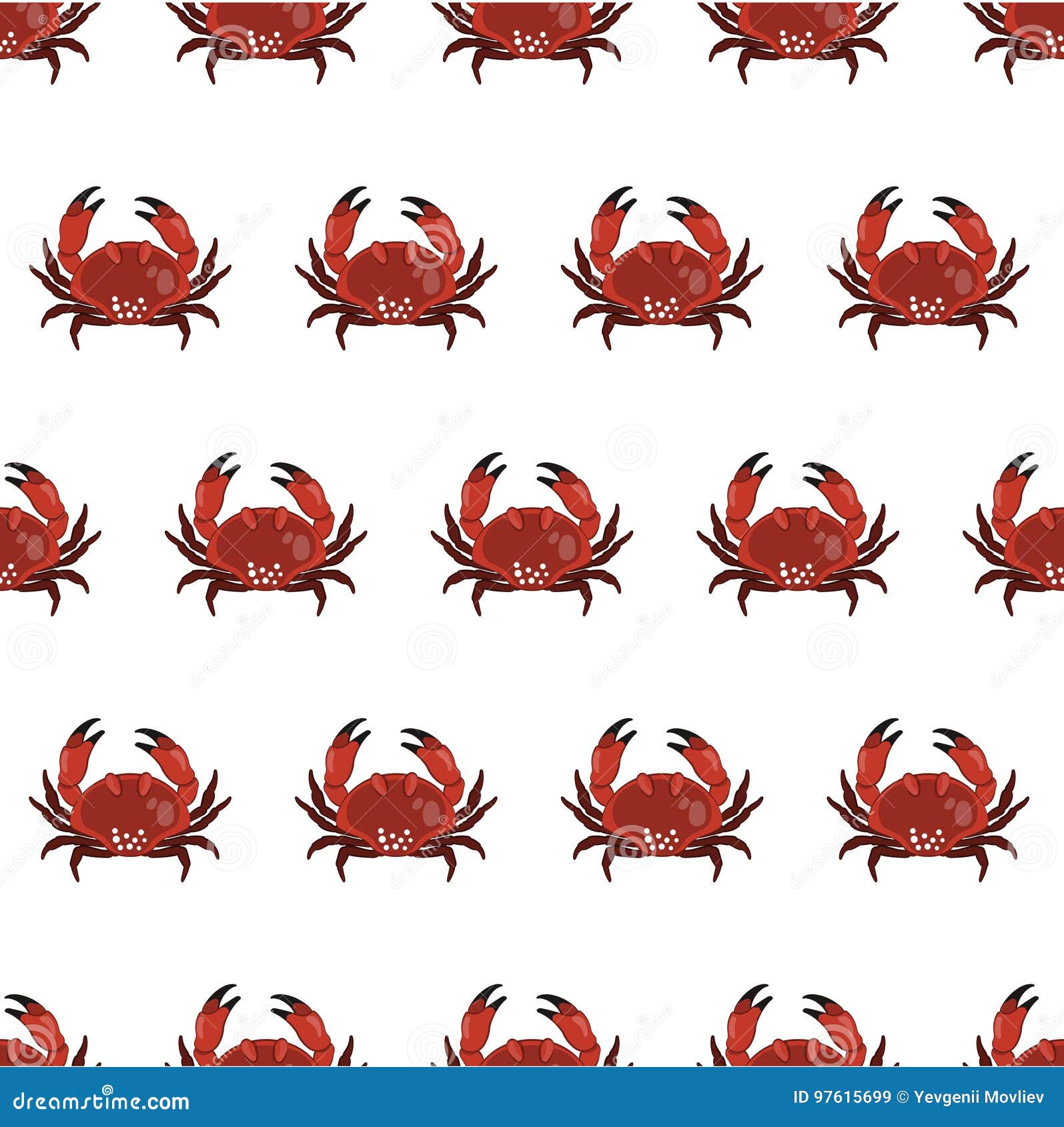Seamless Pattern with Crab in Cartoon Style. Image for Wrapping Paper ...