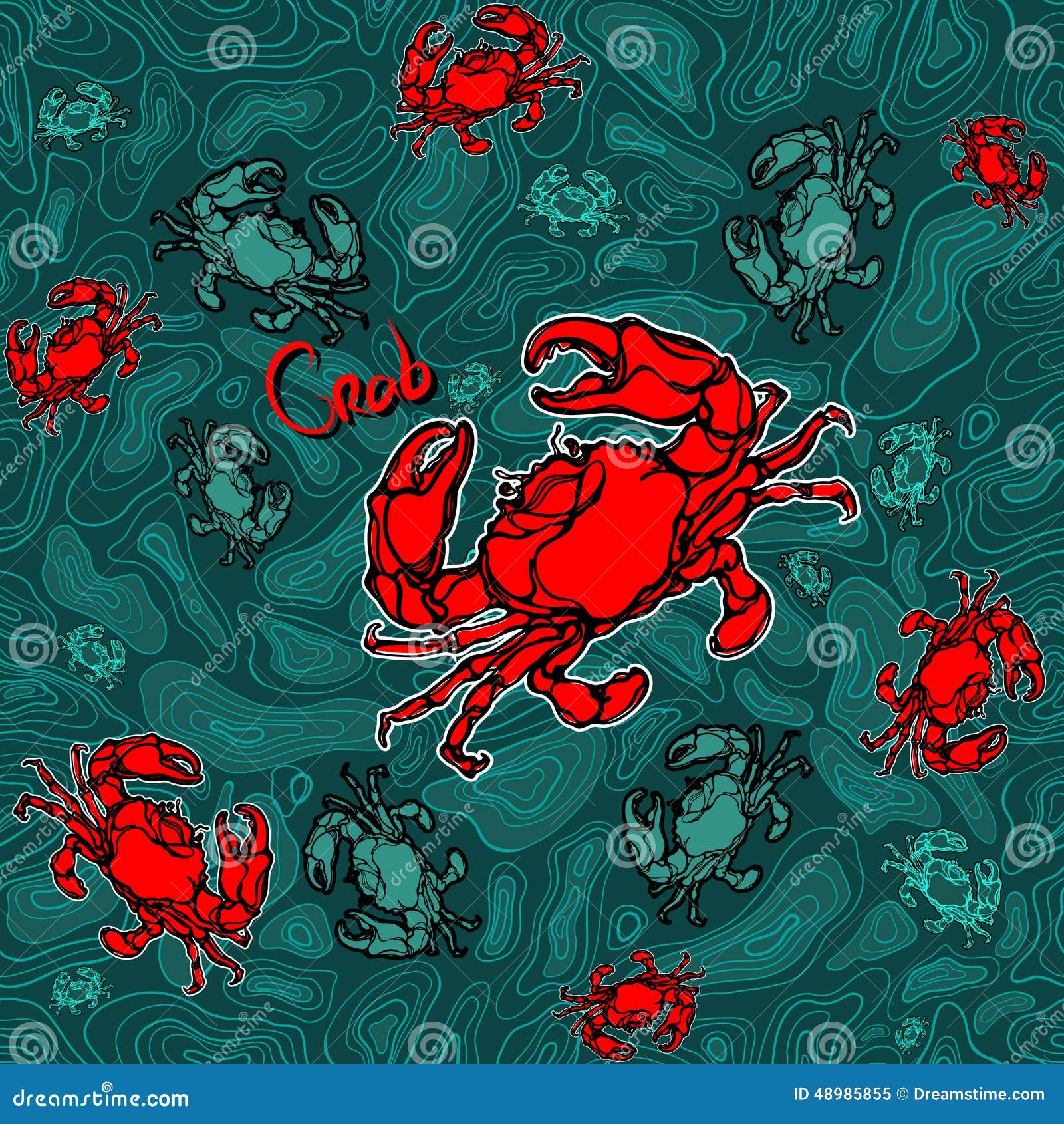 Seamless pattern of crab 1 stock vector. Illustration of food - 48985855