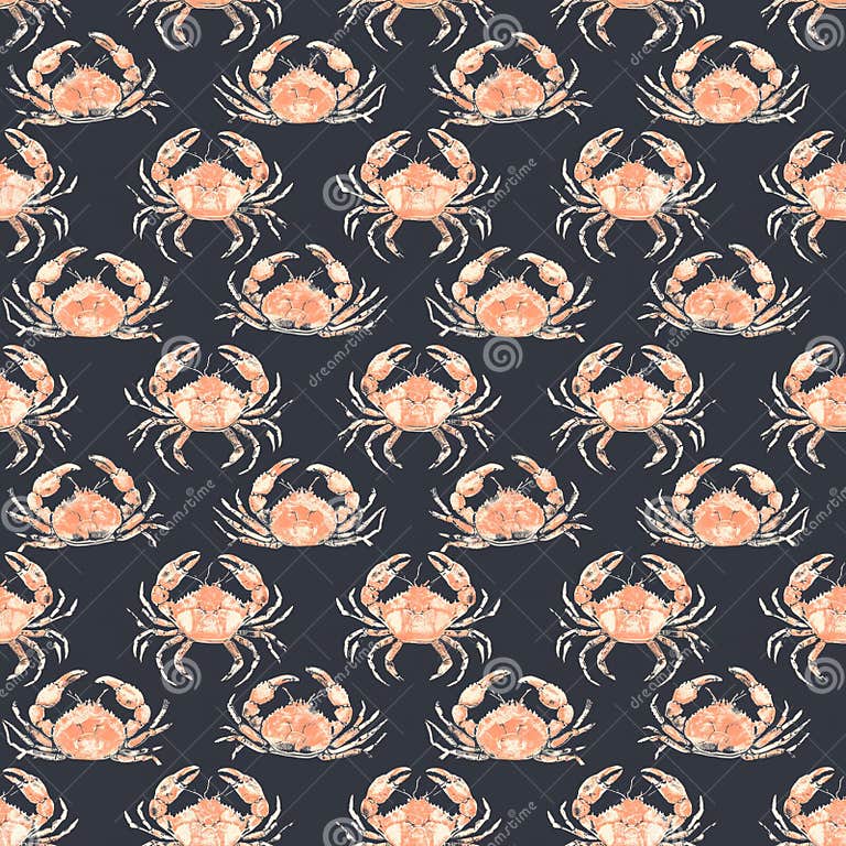 Seamless Pattern with Crabs. Stock Illustration - Illustration of ...