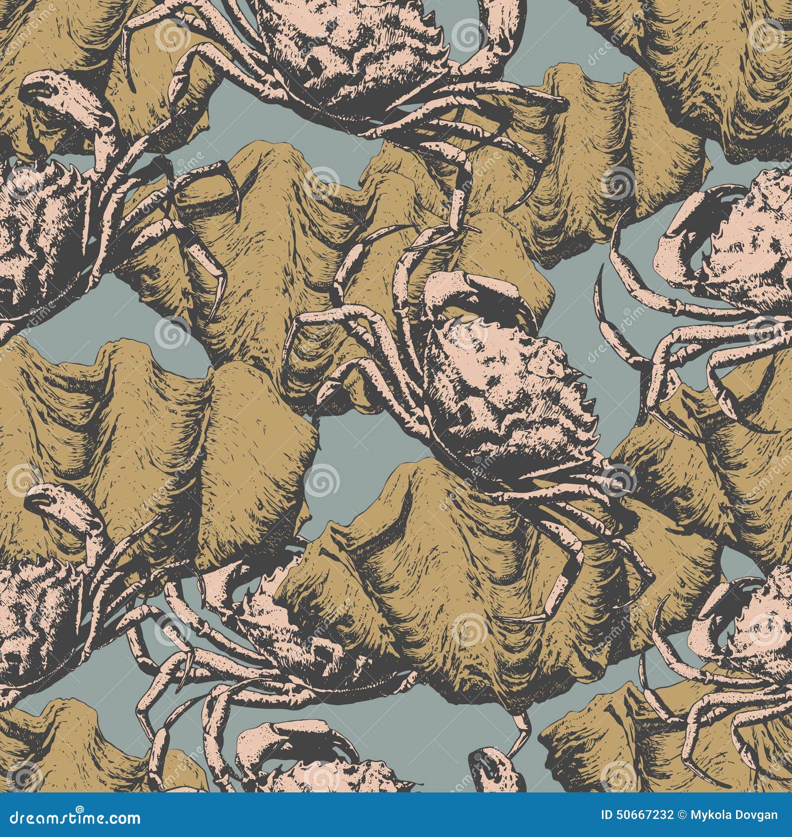 Seamless Pattern with Crabs and Shells Stock Vector - Illustration of ...