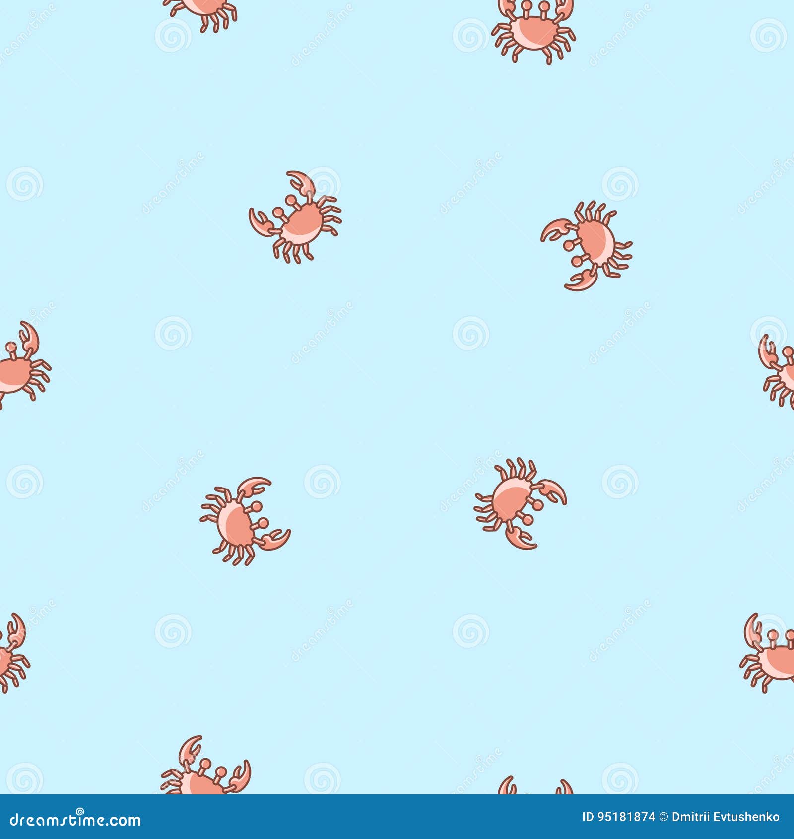 Seamless pattern crabs stock vector. Illustration of repetition - 95181874