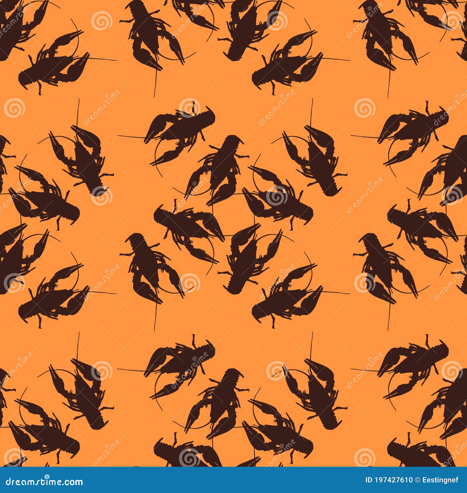 Seamless Pattern with Crayfish. Endless Crawfish Background. Vector ...
