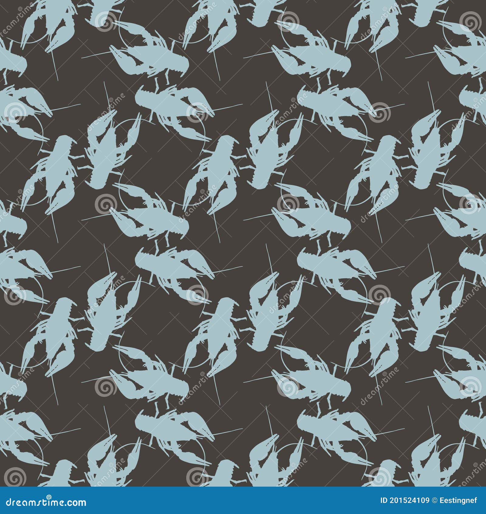 Seamless Pattern with Crayfish. Endless Crawfish Background Stock ...
