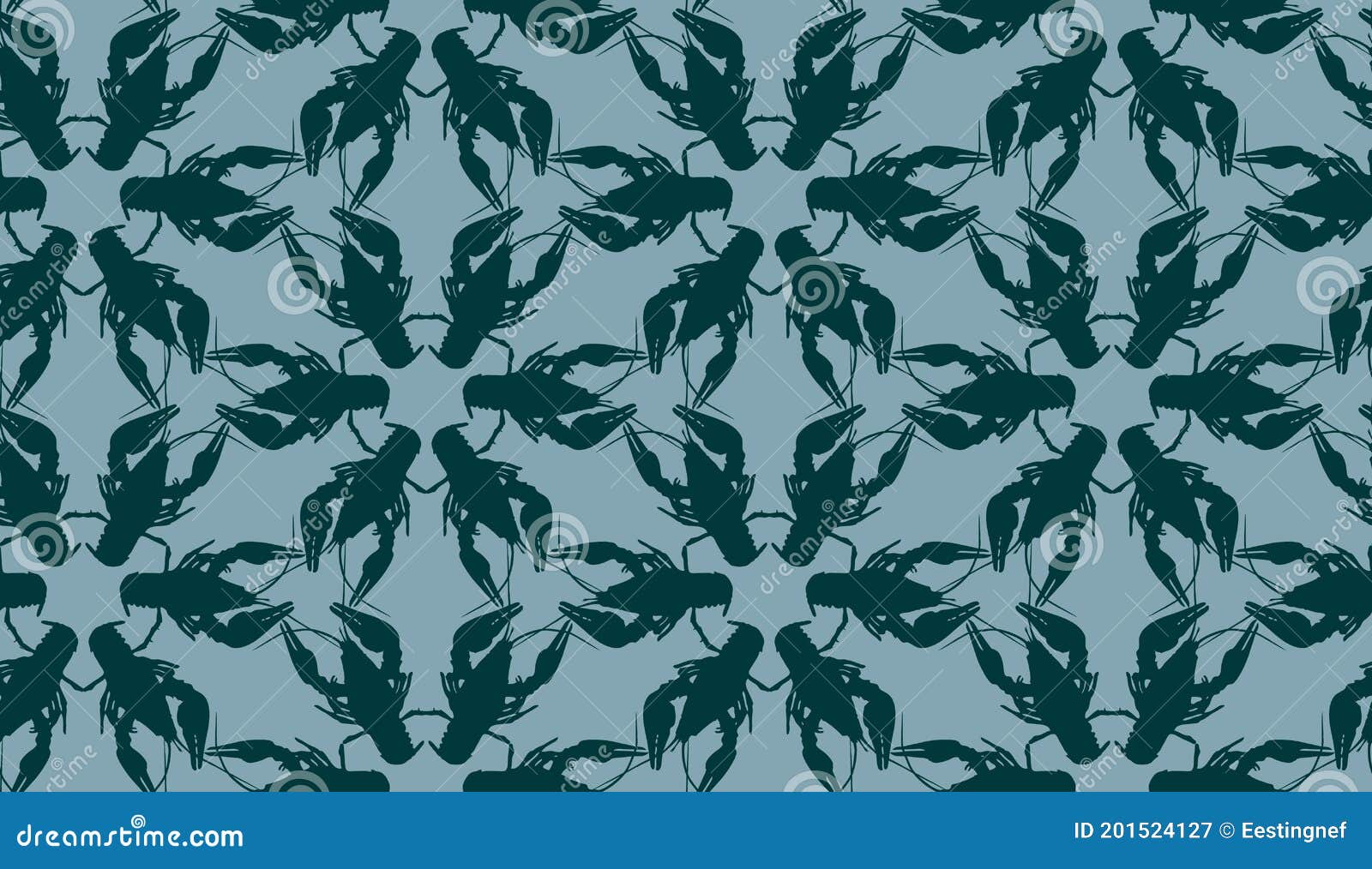 Seamless Pattern with Crayfish. Endless Crawfish Background Stock ...