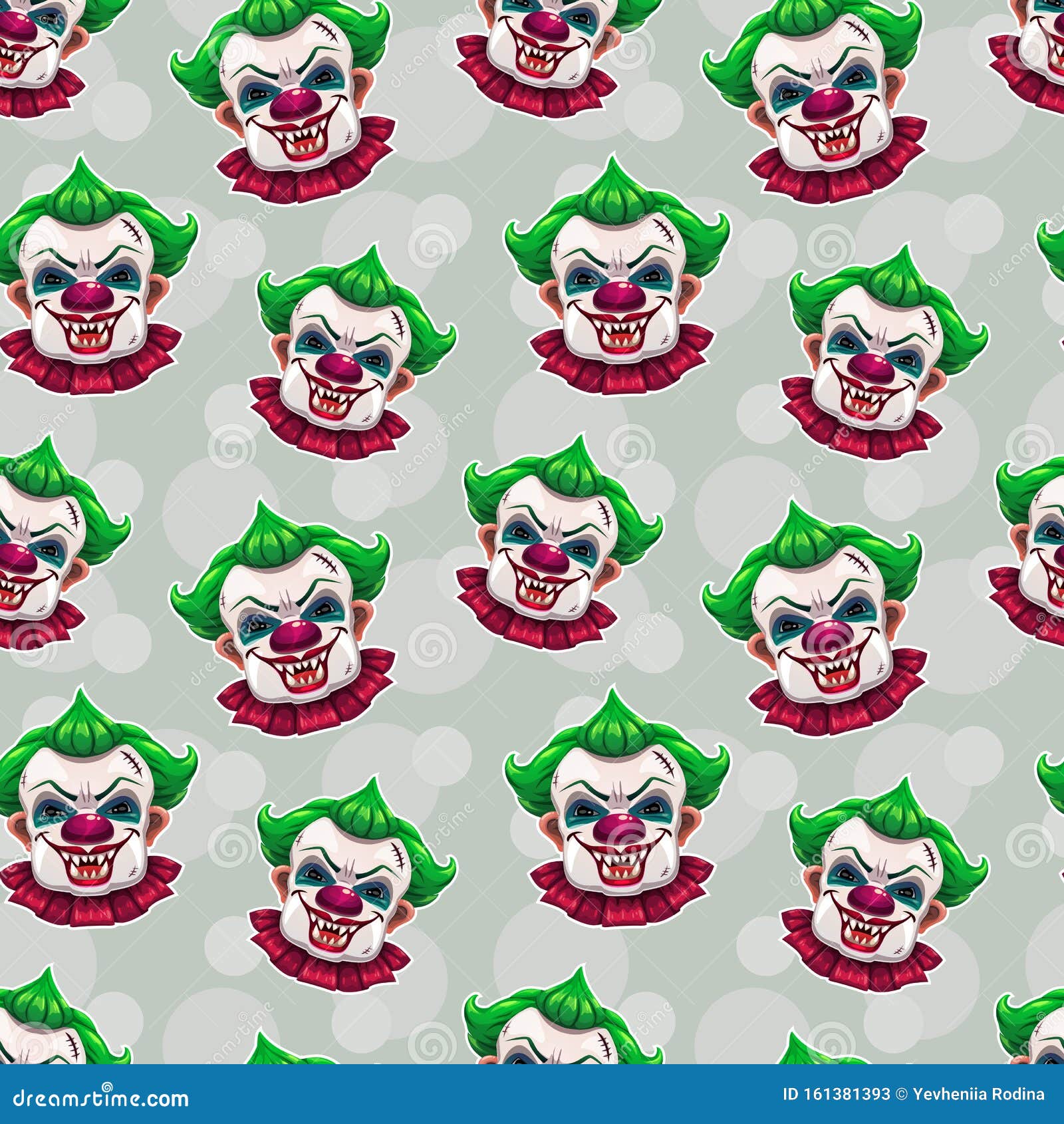 Seamless Pattern with Crazy Scary Clown Faces. Stock Vector ...
