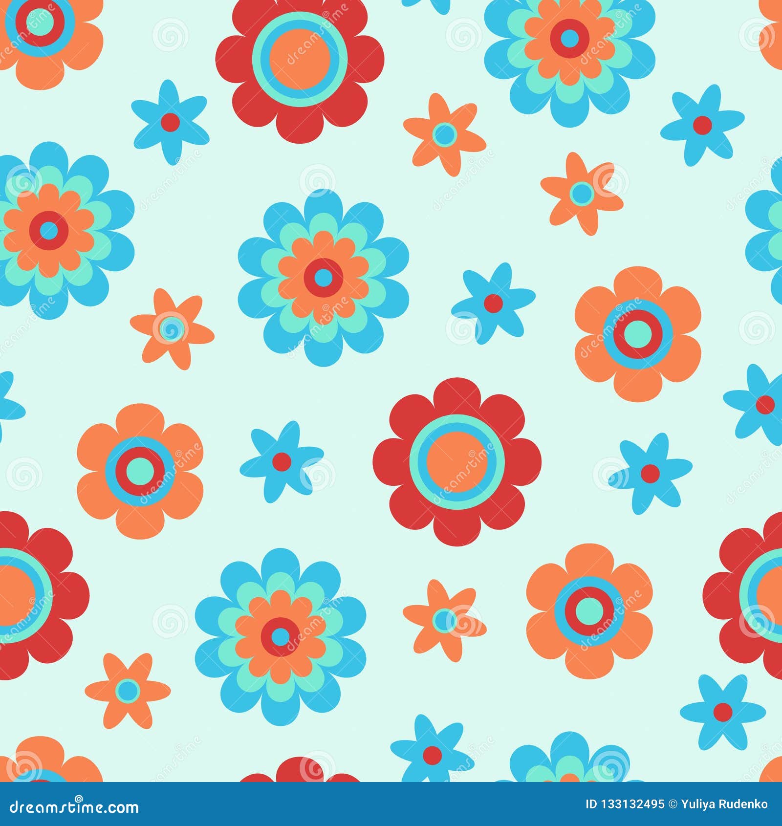 Seamless Pattern with Creative Decorative Flowers. Great for Fabric ...