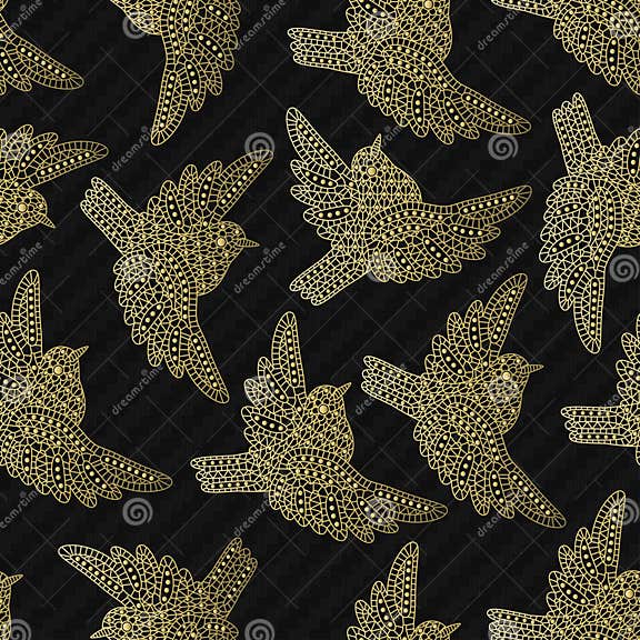 Seamless Pattern with Creative Sparrows Stock Vector - Illustration of ...