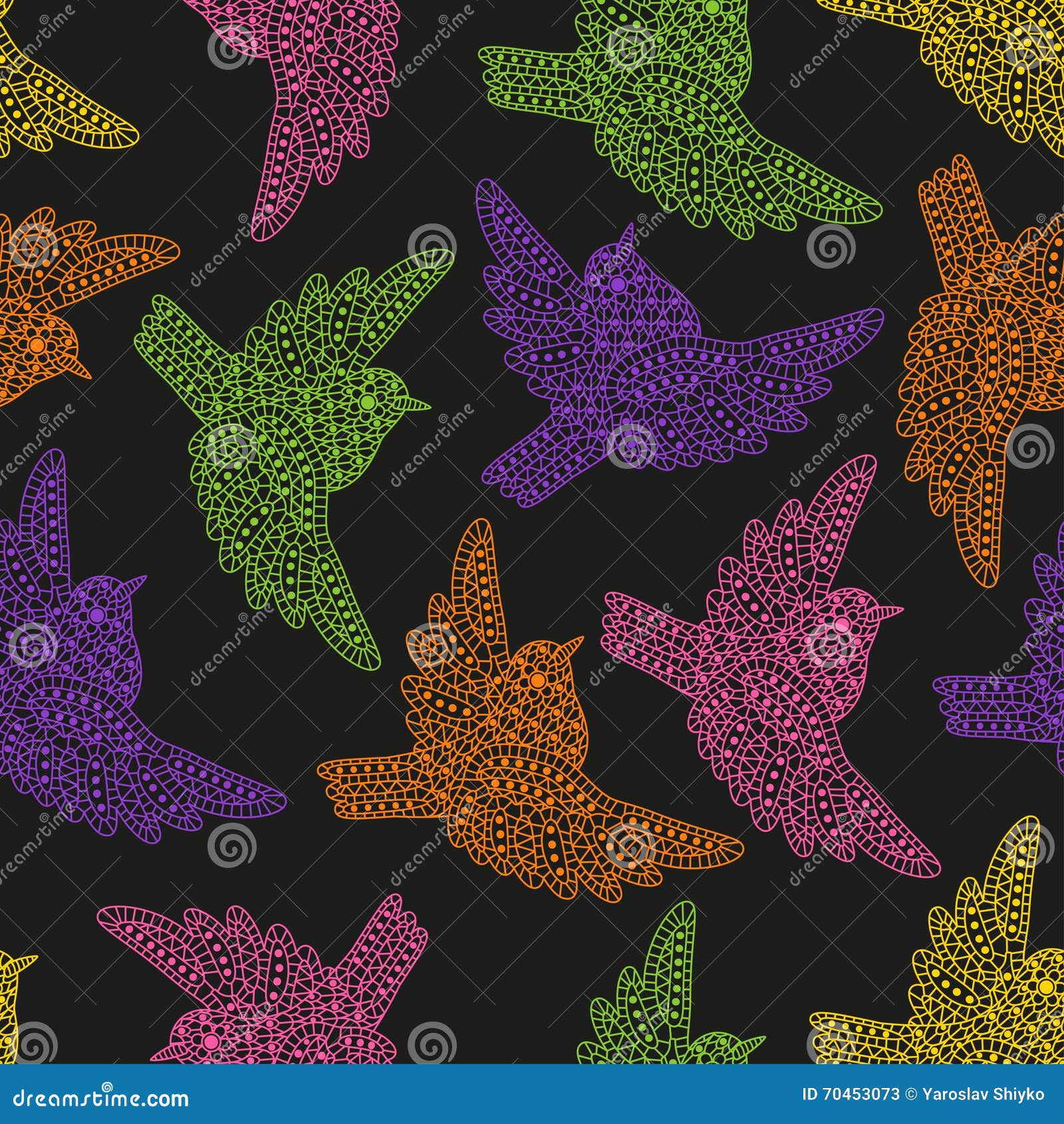 Seamless Pattern with Creative Sparrows Stock Vector - Illustration of ...